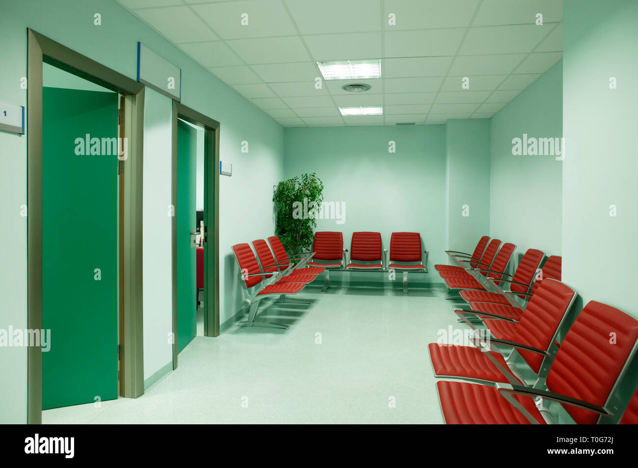 Public building waiting area. Health center indoor. Nobody. Horizontal ...