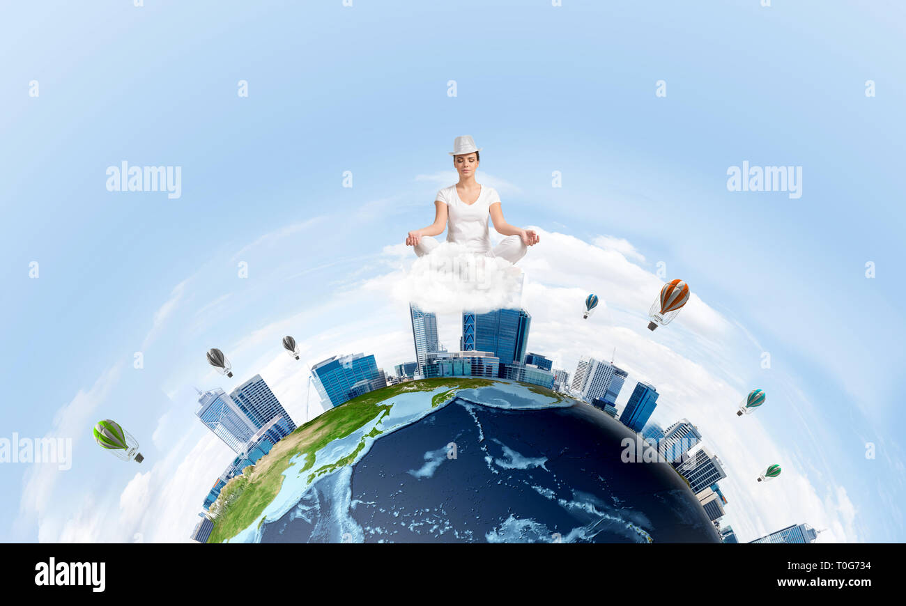 Young woman keeping mind conscious Stock Photo - Alamy