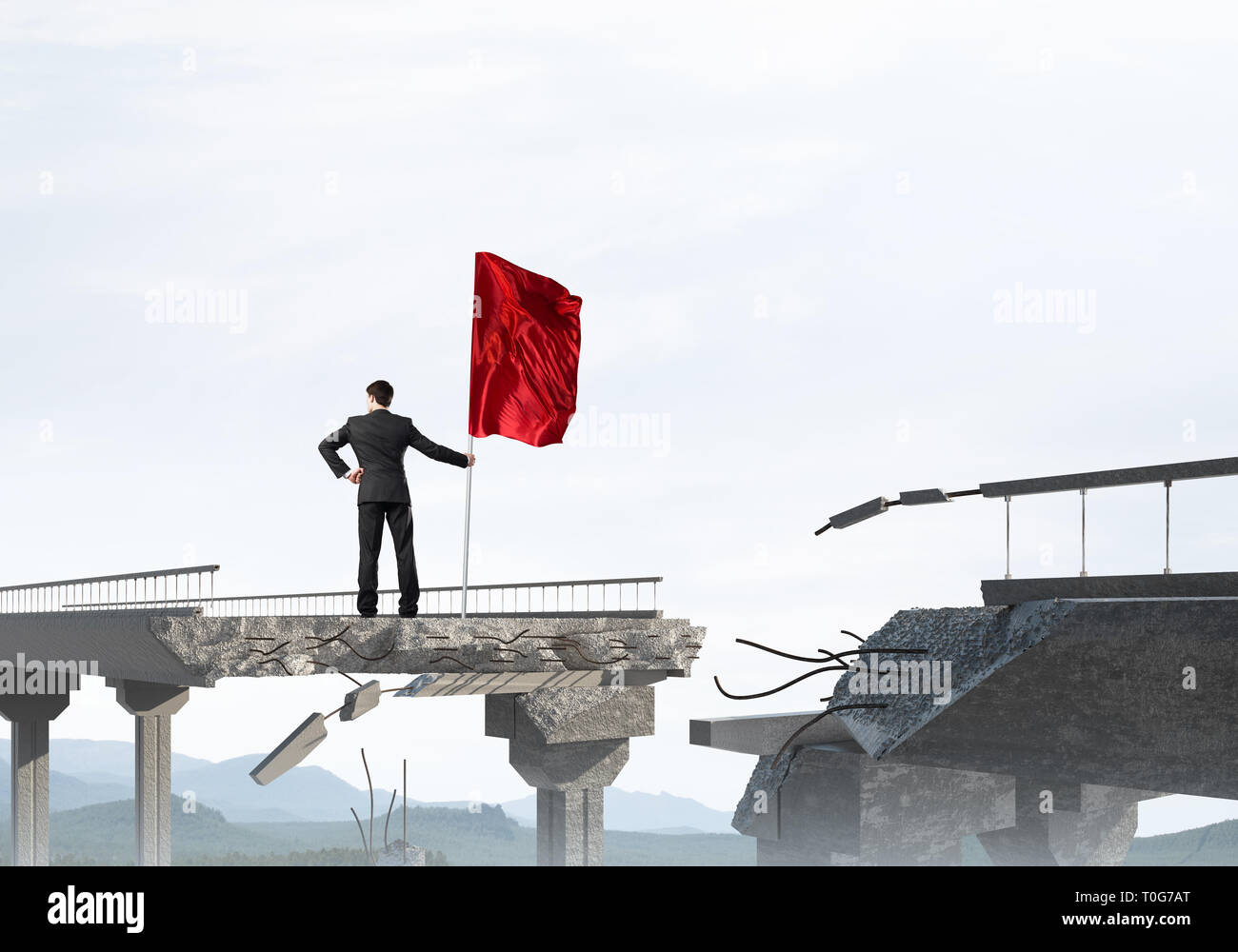 Man with flag presenting leadership concept Stock Photo - Alamy