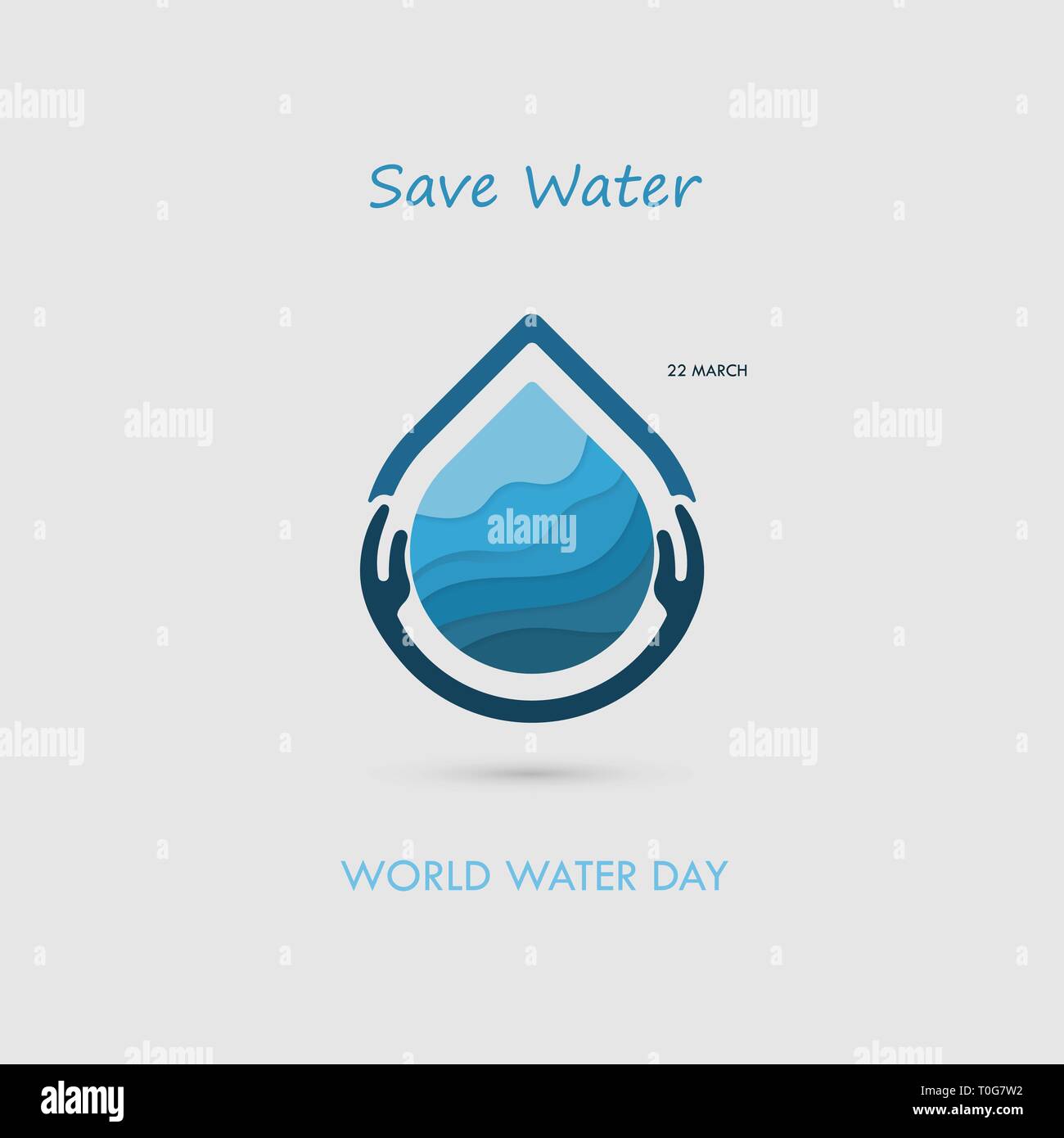 Hand and Water drop with water waves icon vector logo design template ...