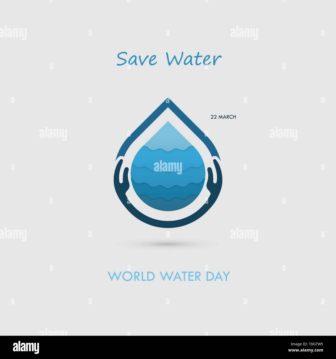 Hand and Water drop with water waves icon vector logo design template ...
