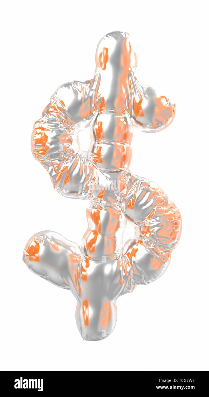 Balloon dollar sign. Realistic 3D illustration isolated white gold ...
