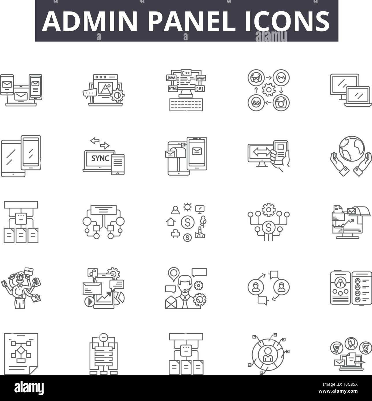 Admin panel line icons. Editable stroke signs. Concept icons: dashboard ...