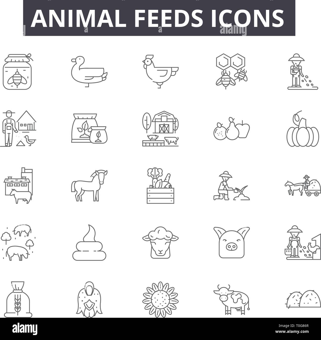 Animal feeds line icons for web and mobile design. Editable stroke ...