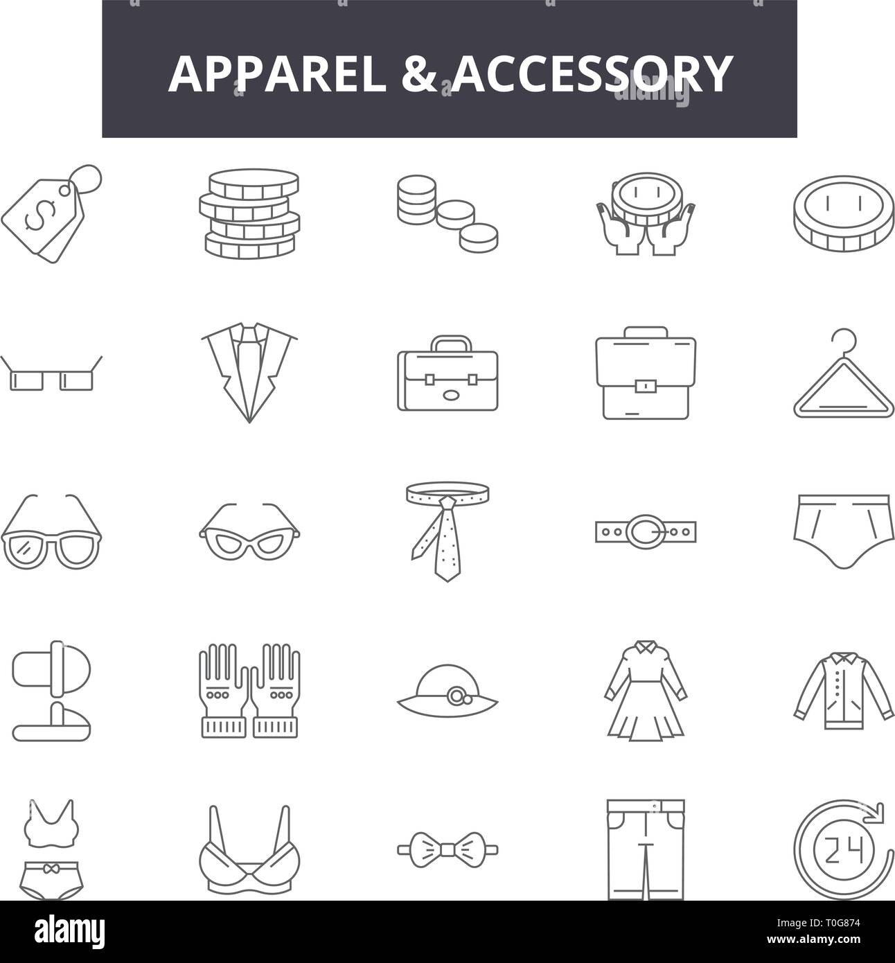 Apparel & accessory stores line icons for web and mobile design ...