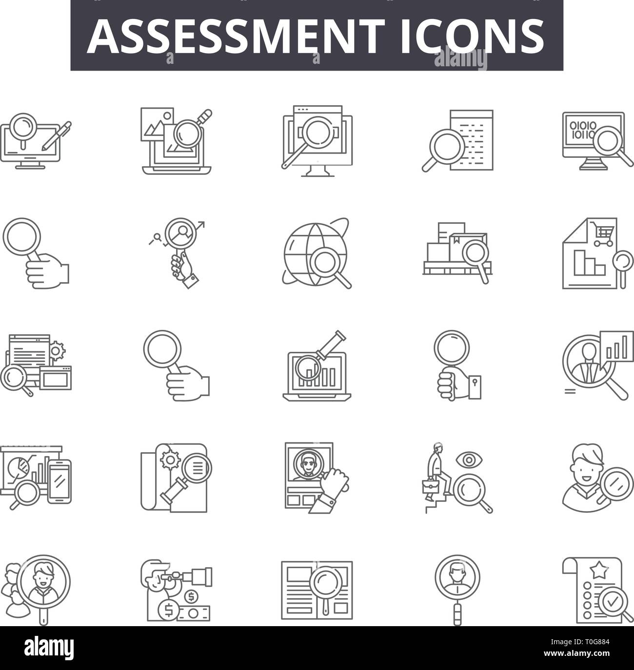 Assessment line icons for web and mobile design. Editable stroke signs ...