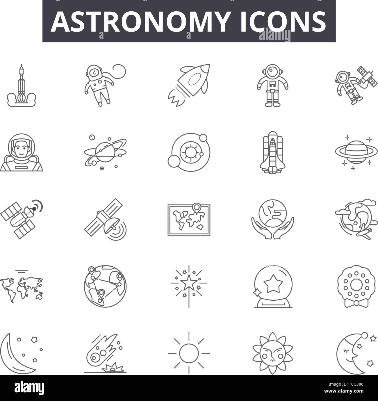 Astronomy line icons for web and mobile design. Editable stroke signs ...