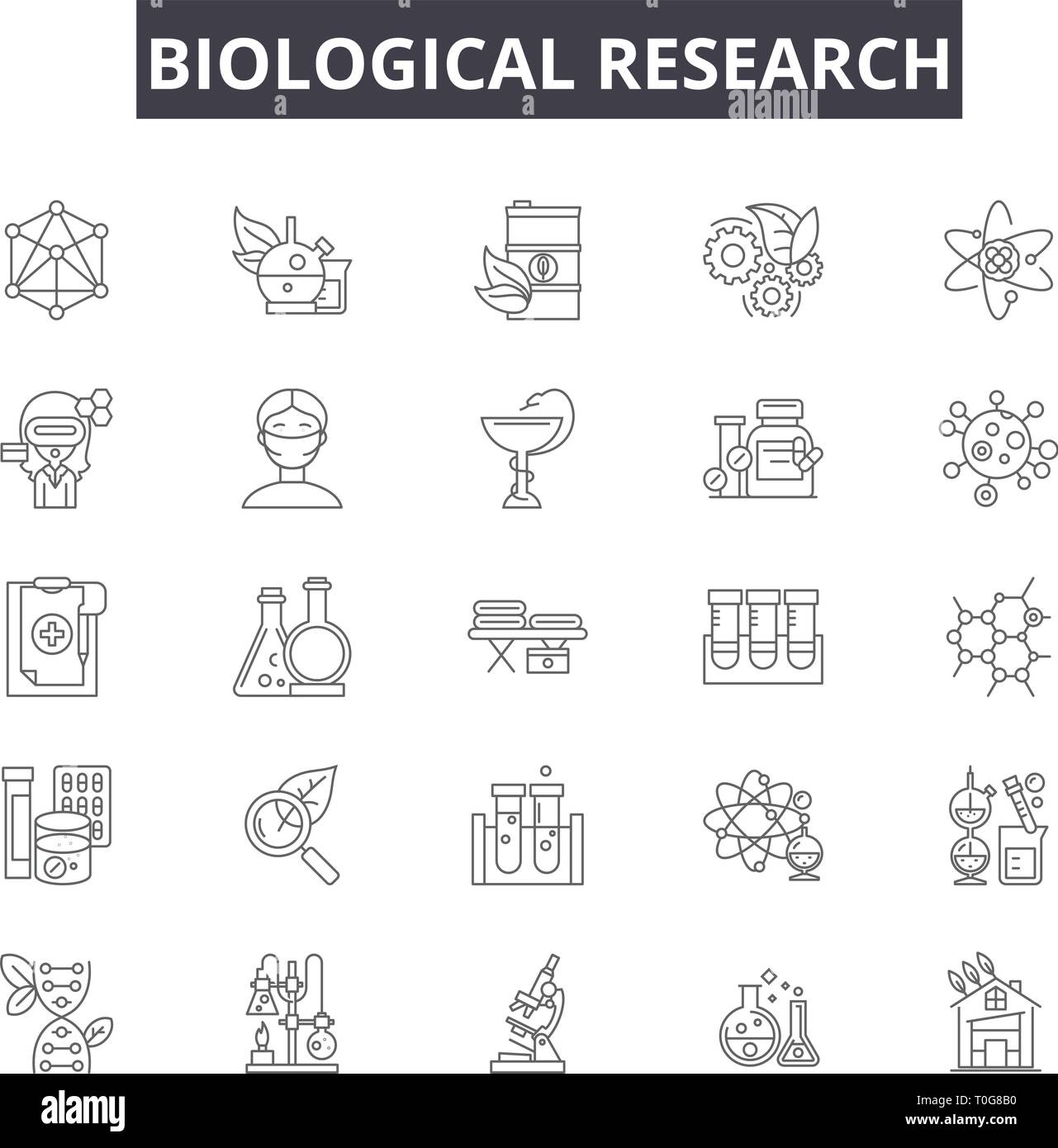 Biological research line icons for web and mobile design. Editable ...