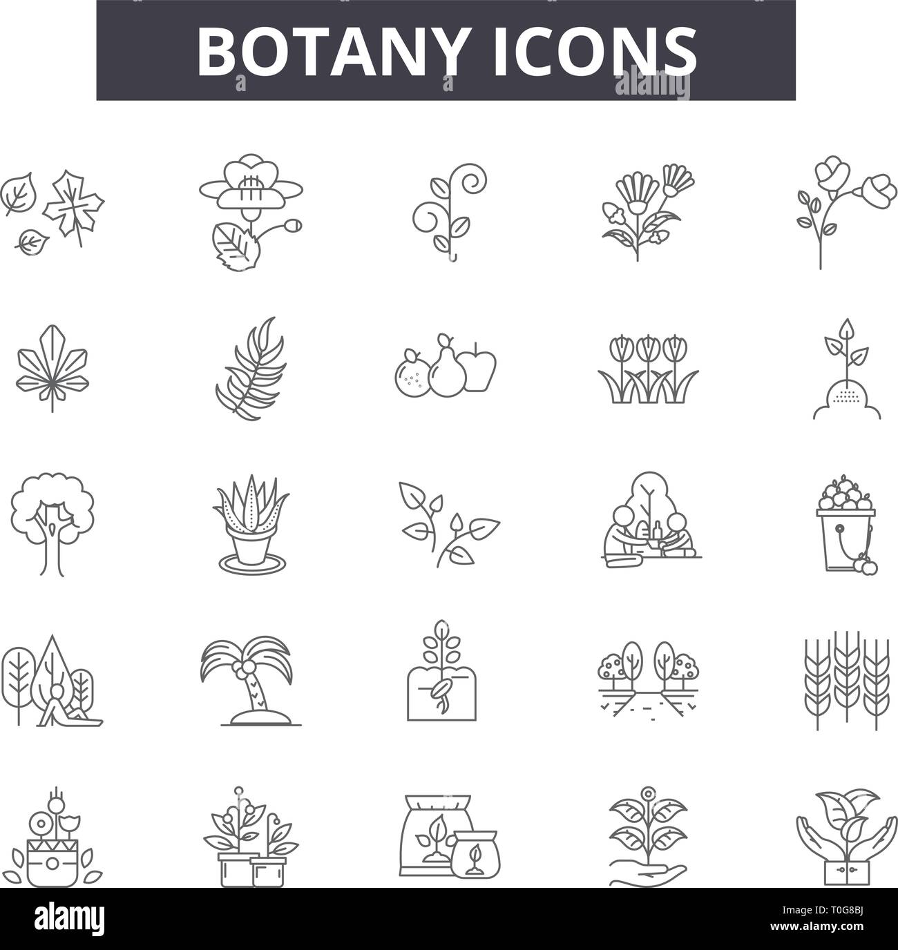 Botany line icons for web and mobile design. Editable stroke signs ...
