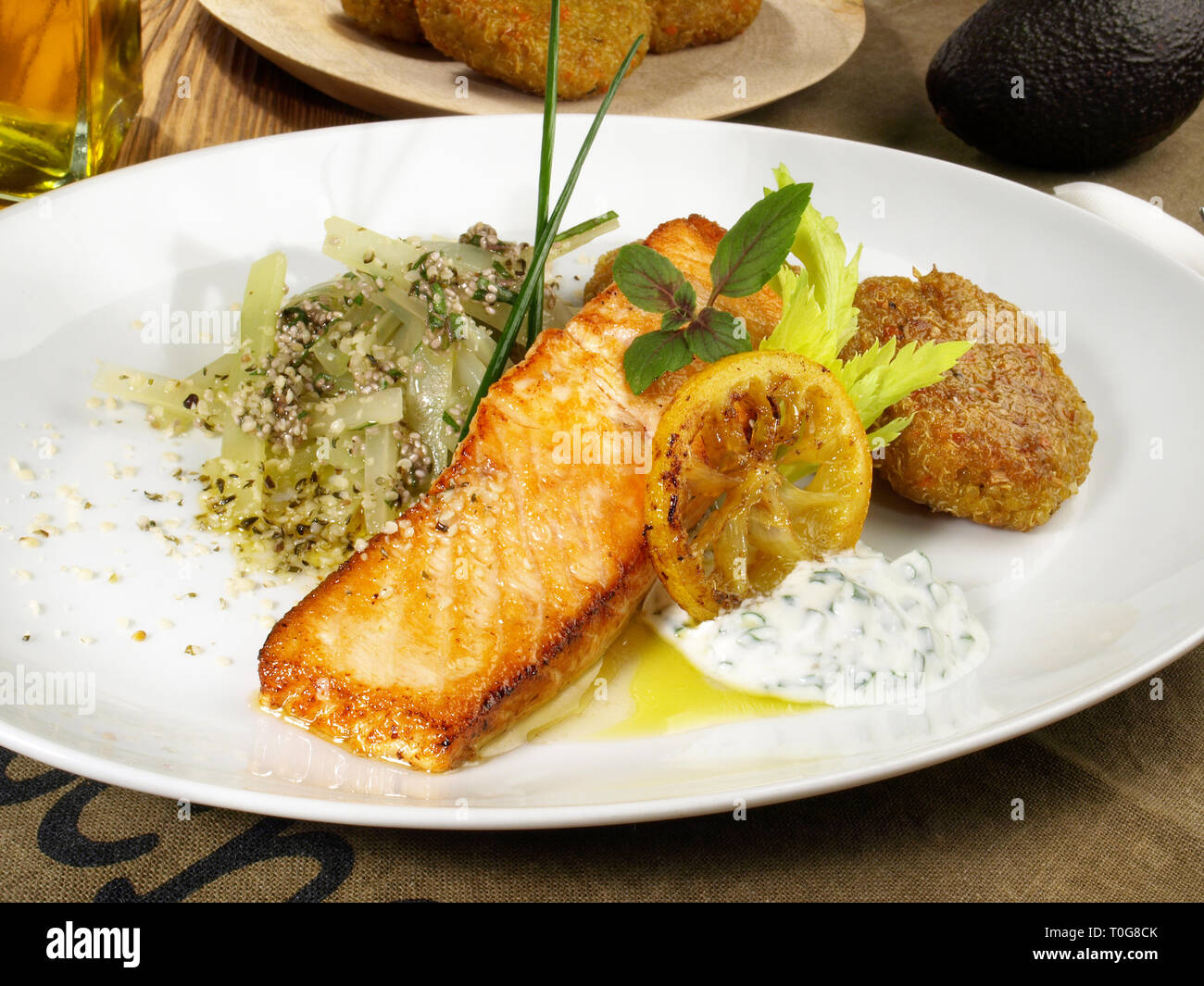 Salmon - Fish Fillet with Quinoa and Omega3 Stock Photo - Alamy