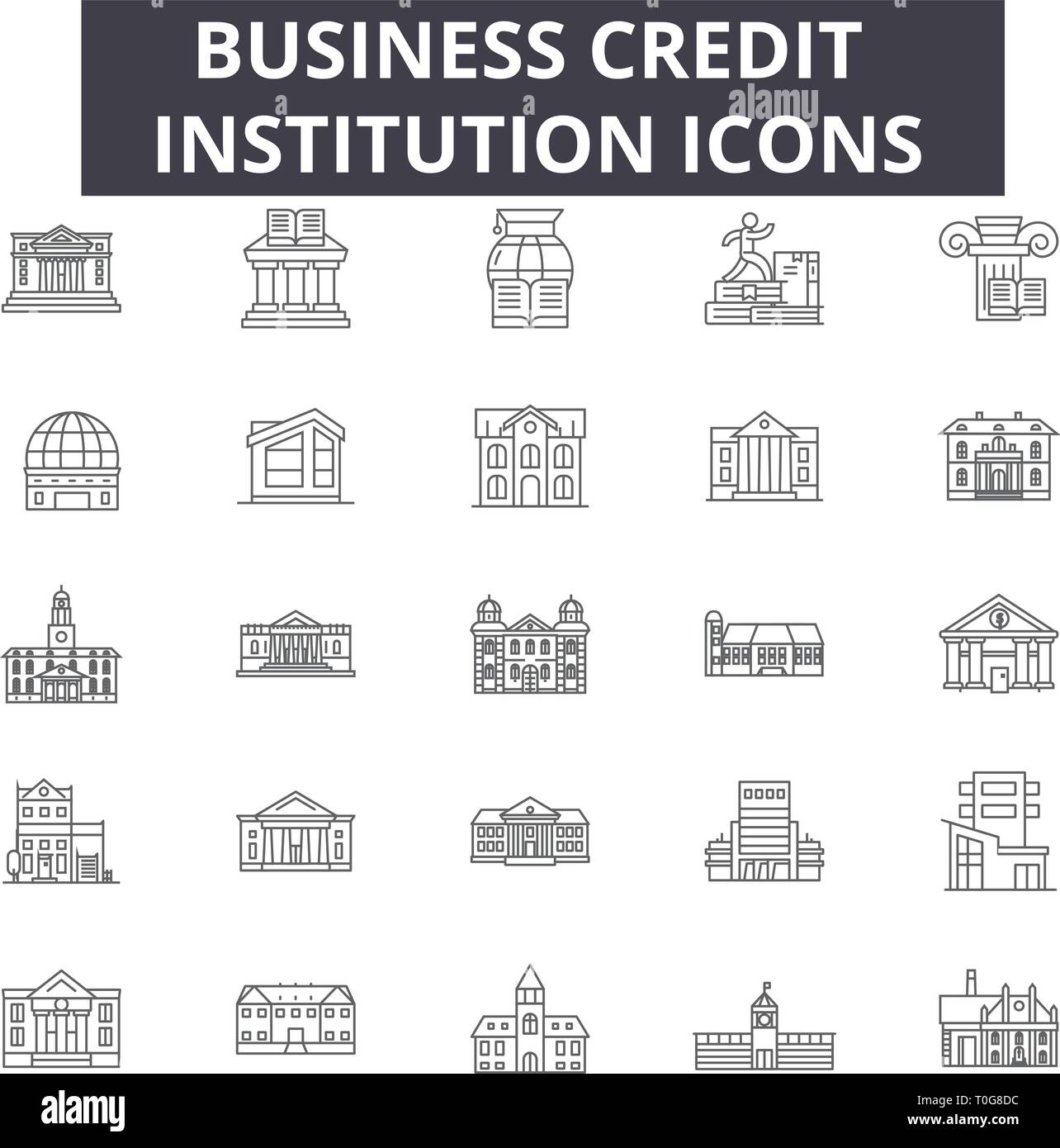 Business credit institution line icons for web and mobile design ...
