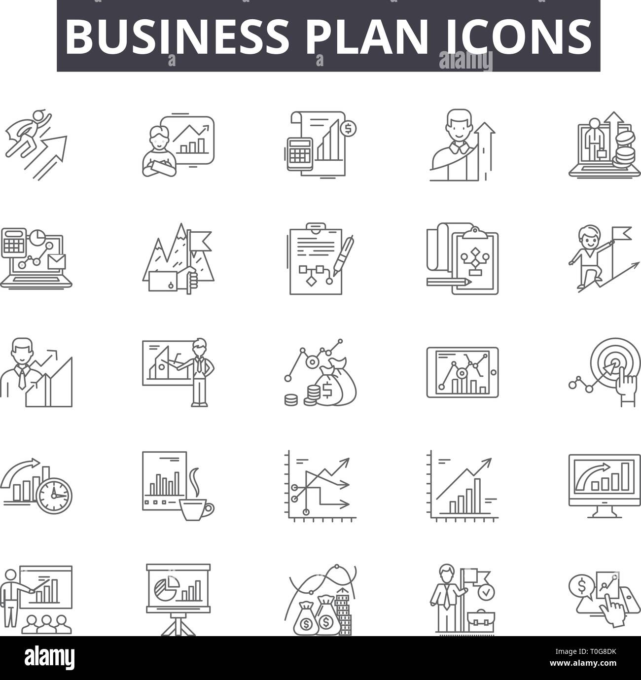 Business plan line icons for web and mobile design. Editable stroke ...