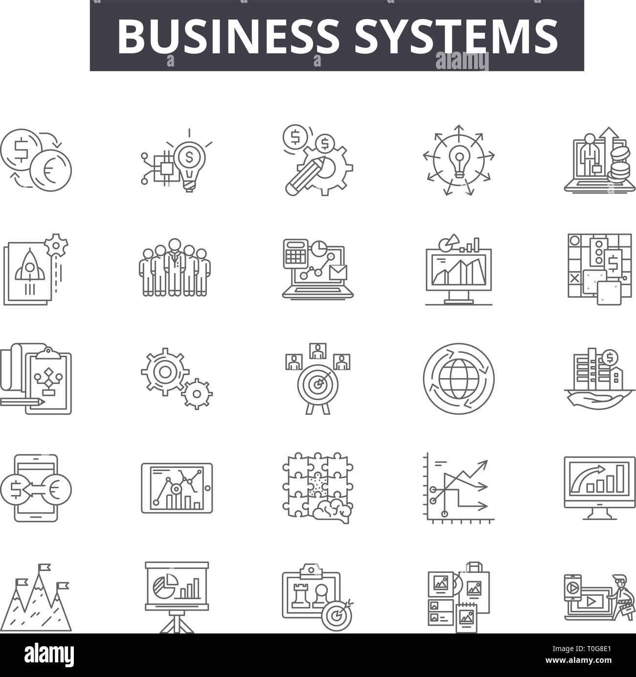 Business systems line icons for web and mobile design. Editable stroke ...