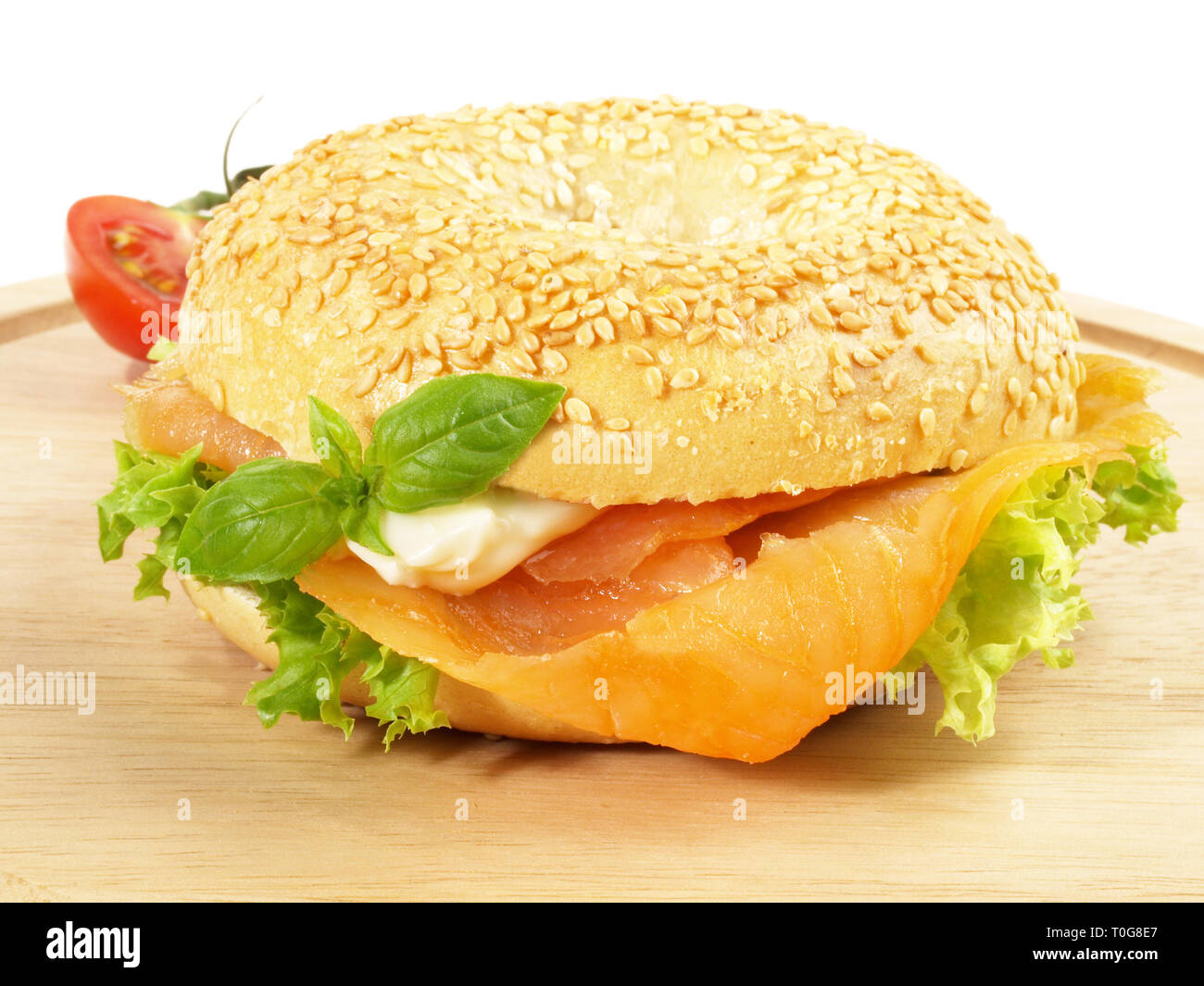 Smoked Salmon - Fish Bagel Stock Photo - Alamy