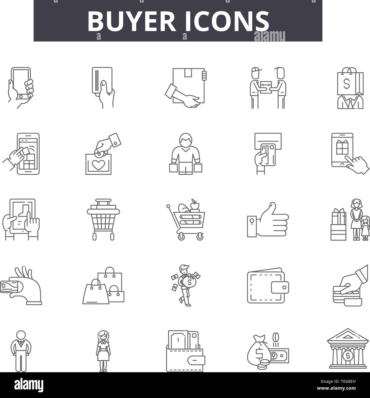 Buyer line icons for web and mobile design. Editable stroke signs ...