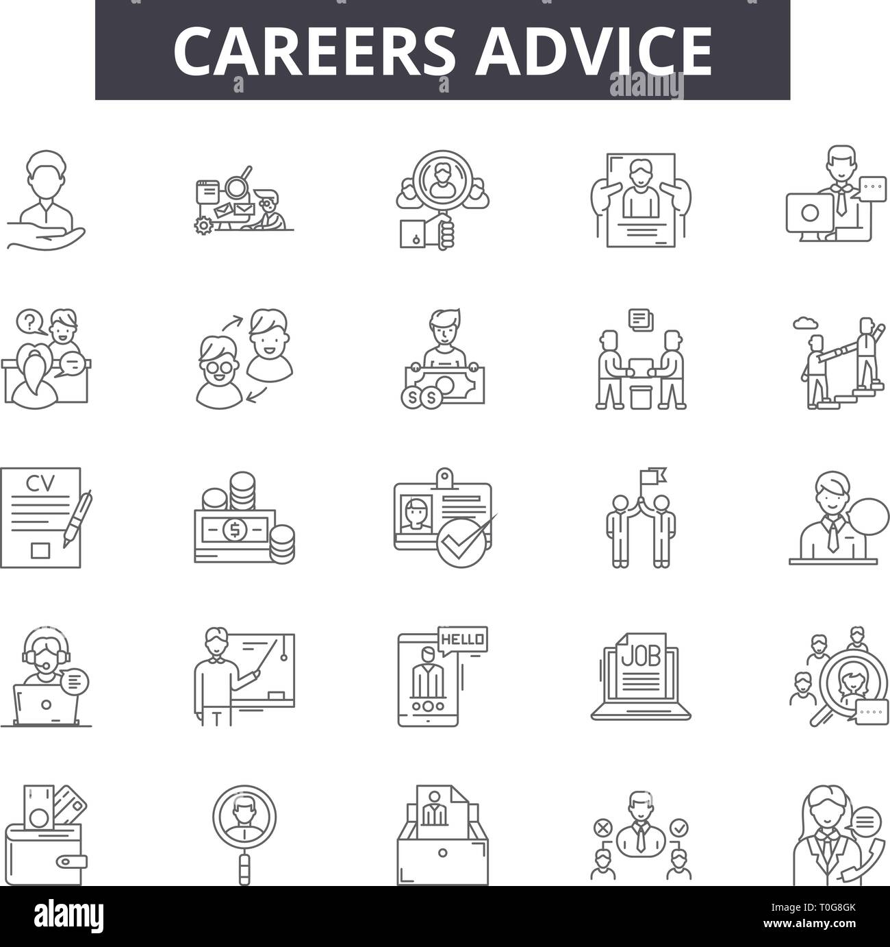 Career advice line icons for web and mobile design. Editable stroke ...