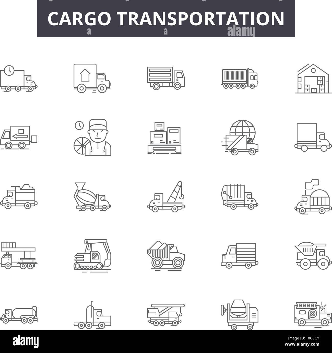 Cargo transportation line icons for web and mobile design. Editable ...