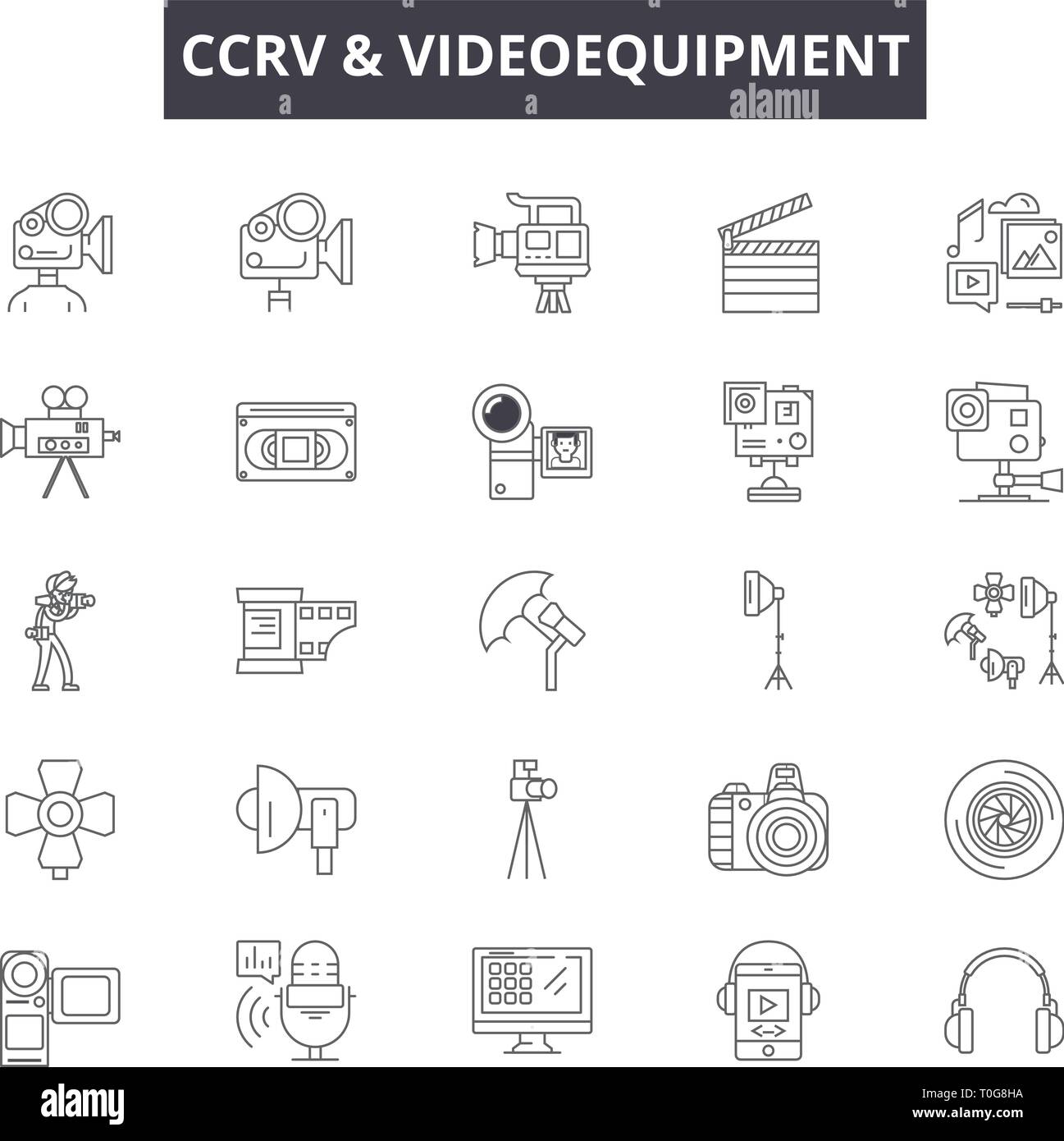 Cctv & videoequipment line icons for web and mobile design. Editable ...