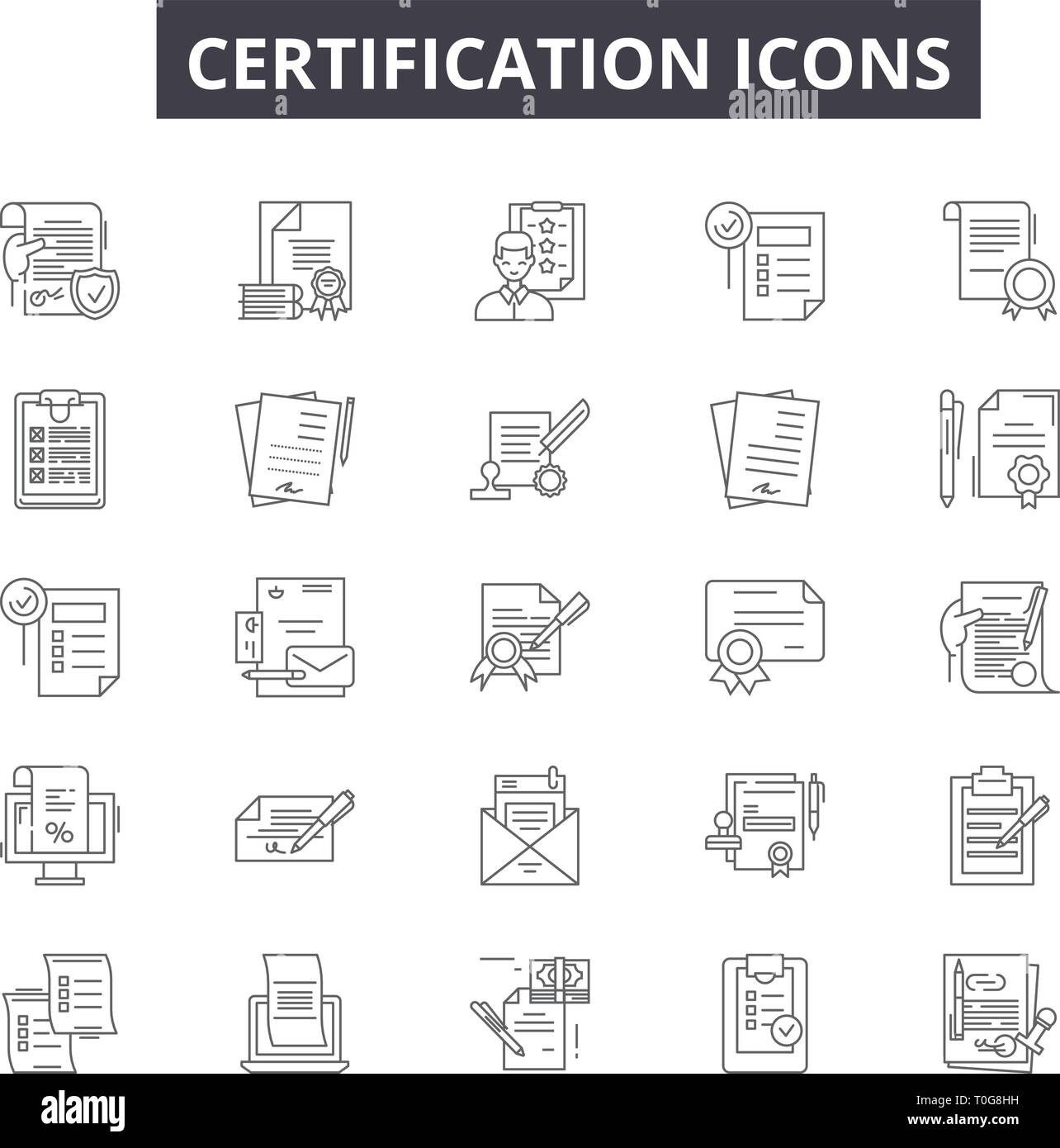 Certification line icons for web and mobile design. Editable stroke ...