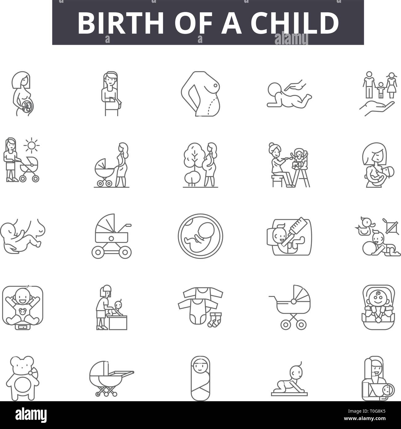 Childbirth line icons for web and mobile design. Editable stroke signs ...
