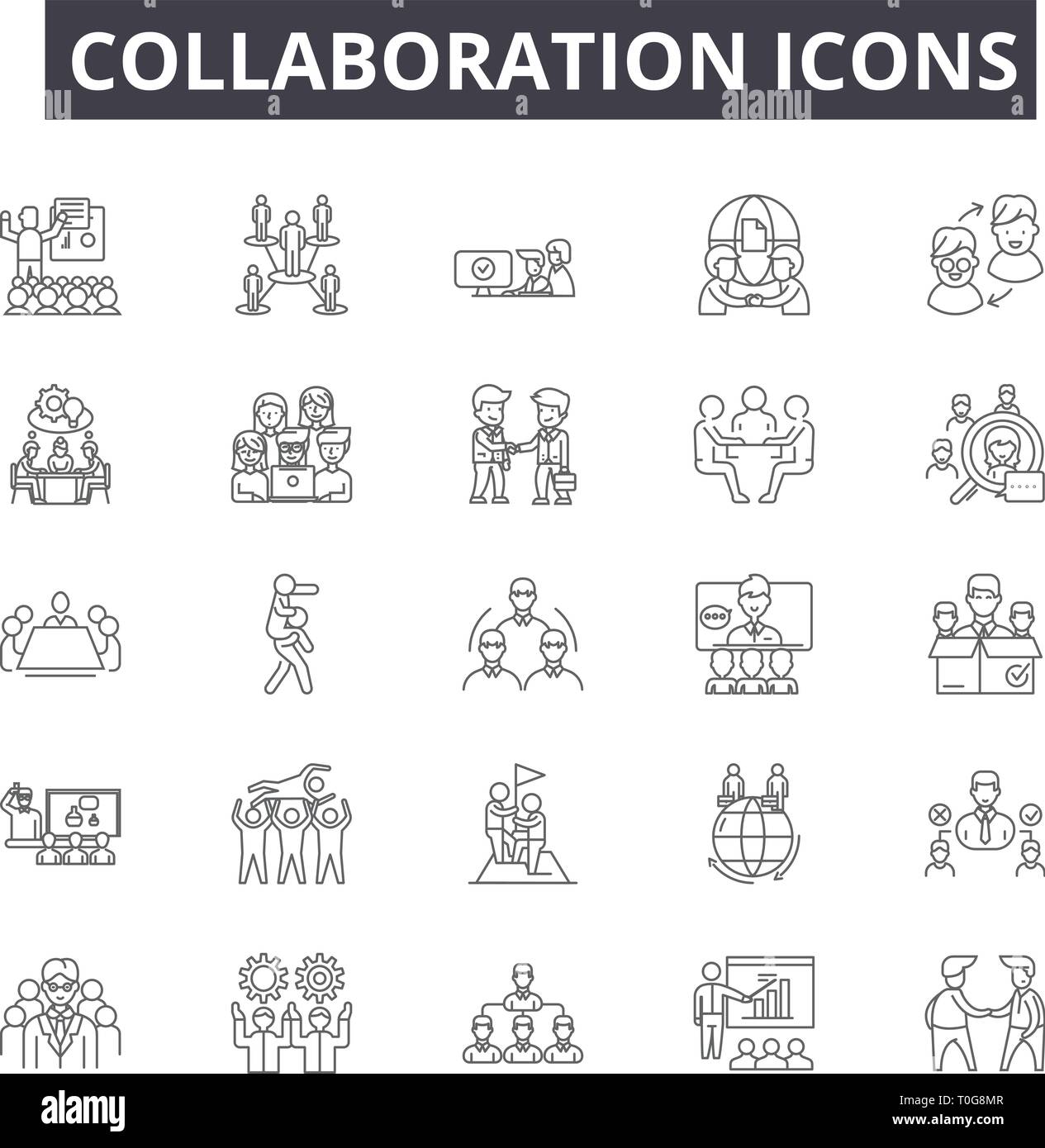 Collaboration Line Icons For Web And Mobile Design Editable Stroke Signs Collaboration Outline