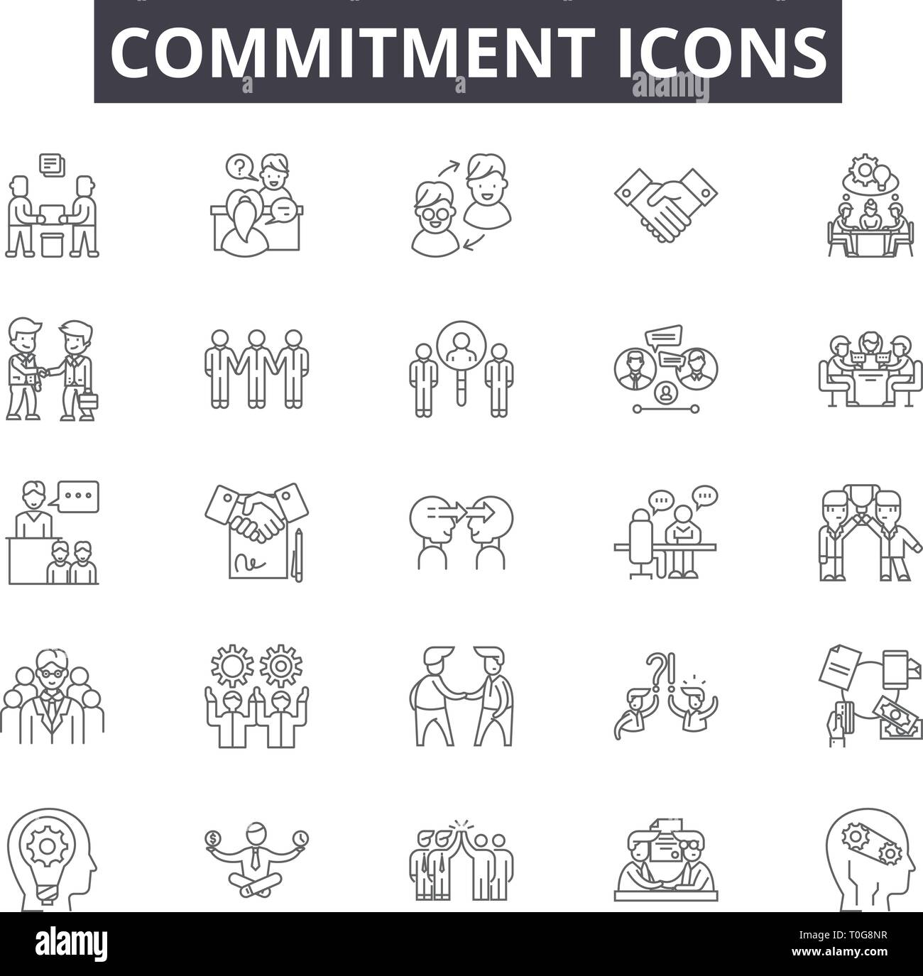 Commitment line icons for web and mobile design. Editable stroke signs ...