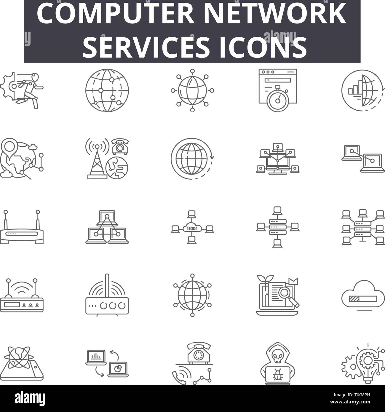 Computer network services line icons for web and mobile design ...
