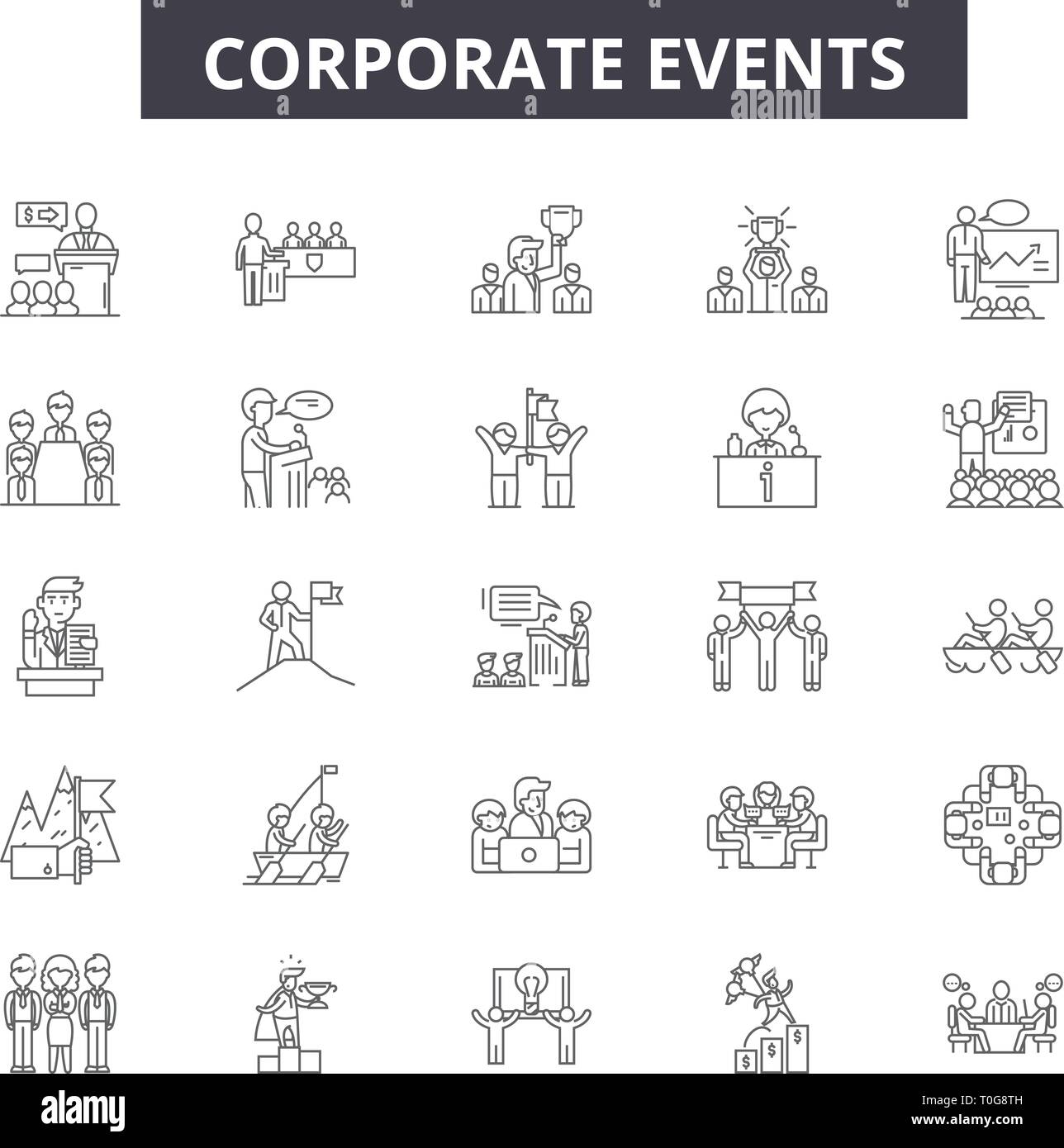 Corporate events line icons for web and mobile design. Editable stroke ...
