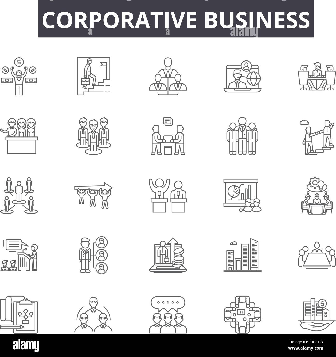 Corporative Business Line Icons For Web And Mobile Design Editable Stroke Signs Corporative