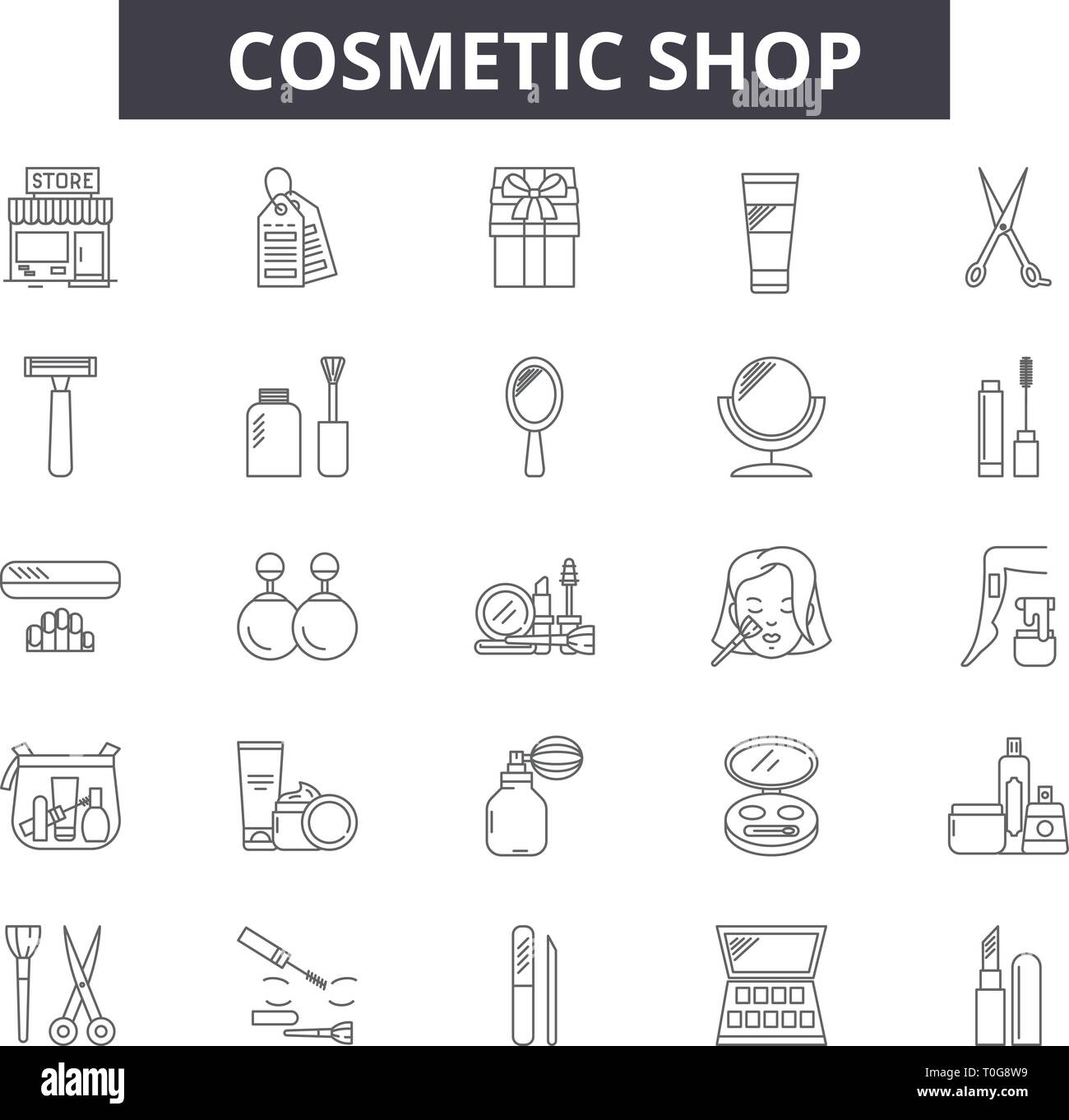 Cosmetic shop line icons for web and mobile design. Editable stroke ...