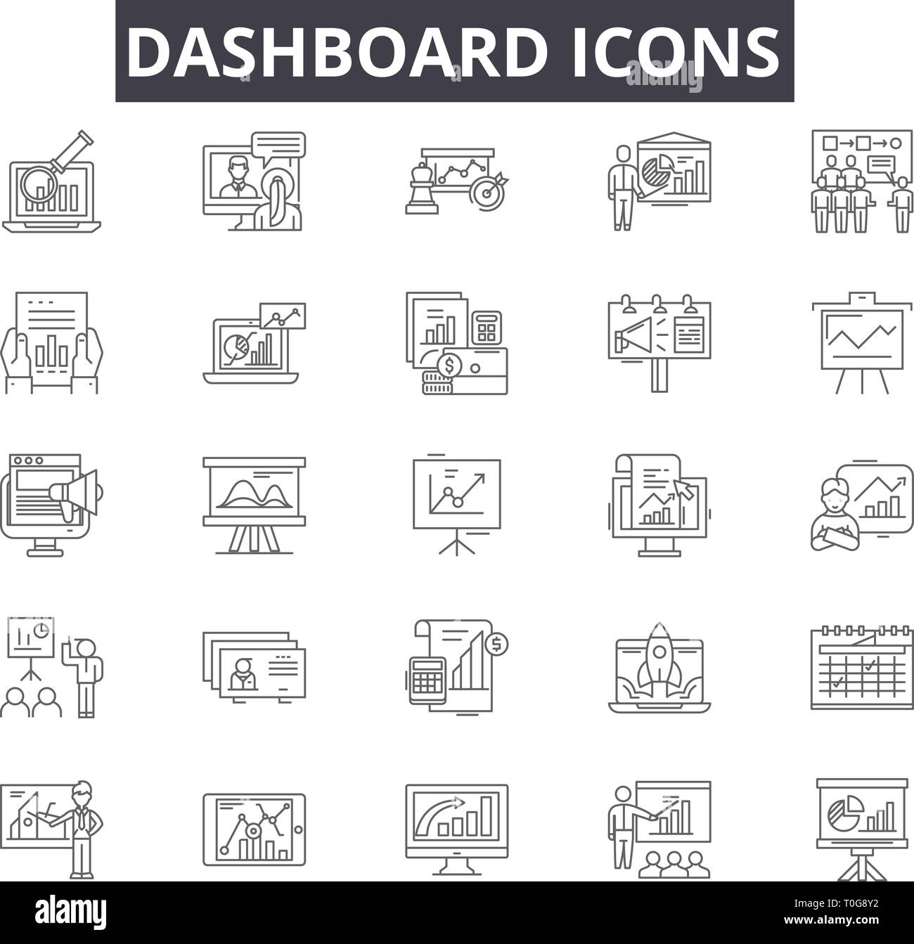 Dashboard line icons for web and mobile design. Editable stroke signs ...