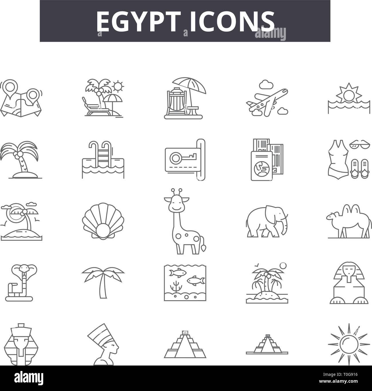Egypt line icons for web and mobile design. Editable stroke signs ...