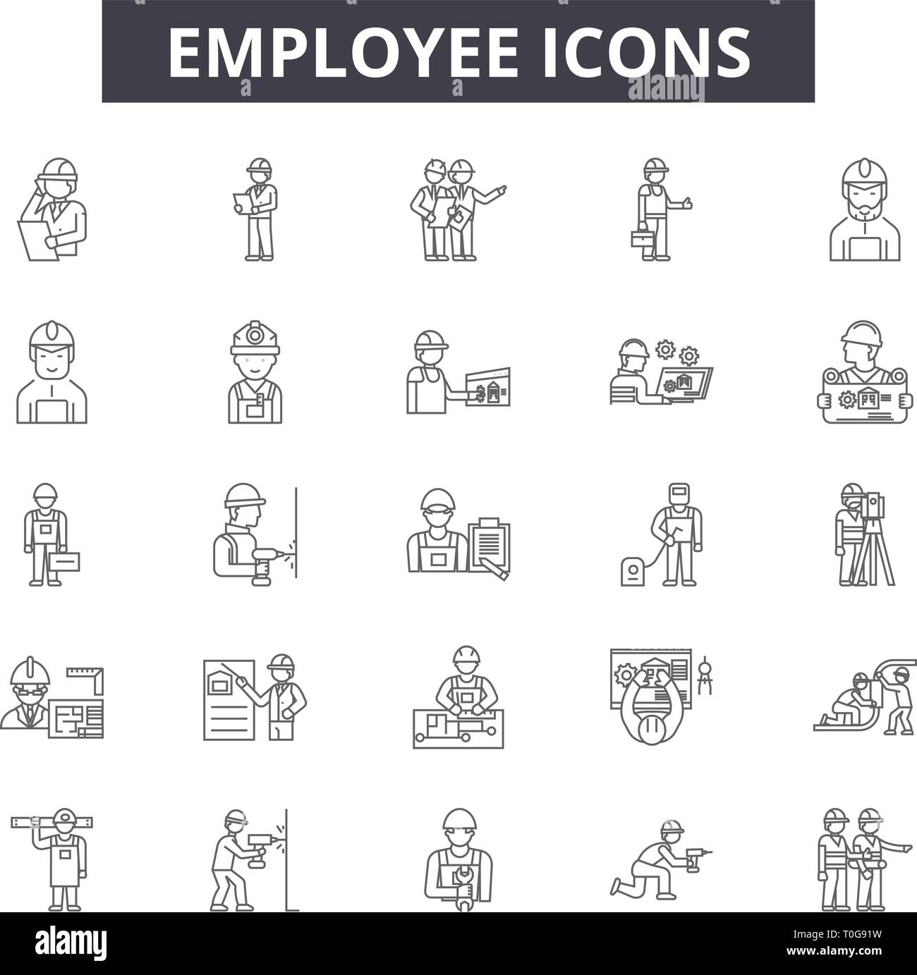 Employee Line Icons For Web And Mobile Design Editable Stroke Signs