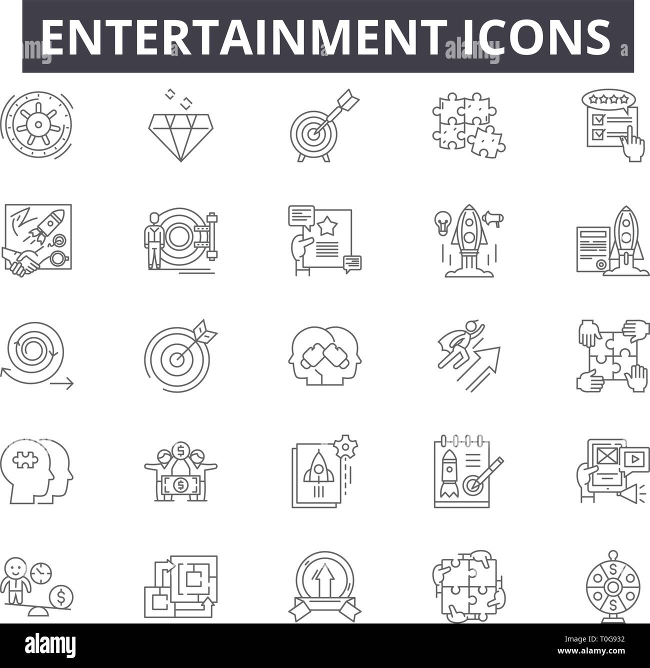 Entertainment line icons for web and mobile design. Editable stroke ...