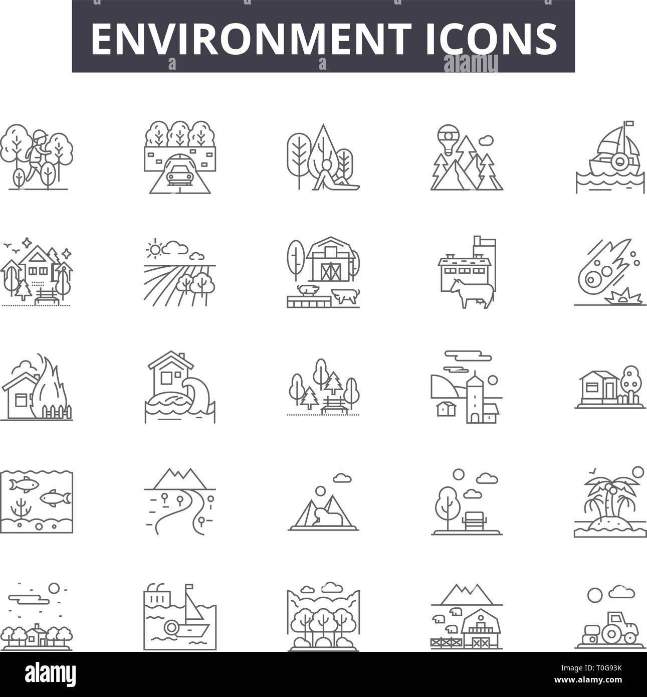 Environment Line Icons For Web And Mobile Design Editable Stroke Signs Environment Outline