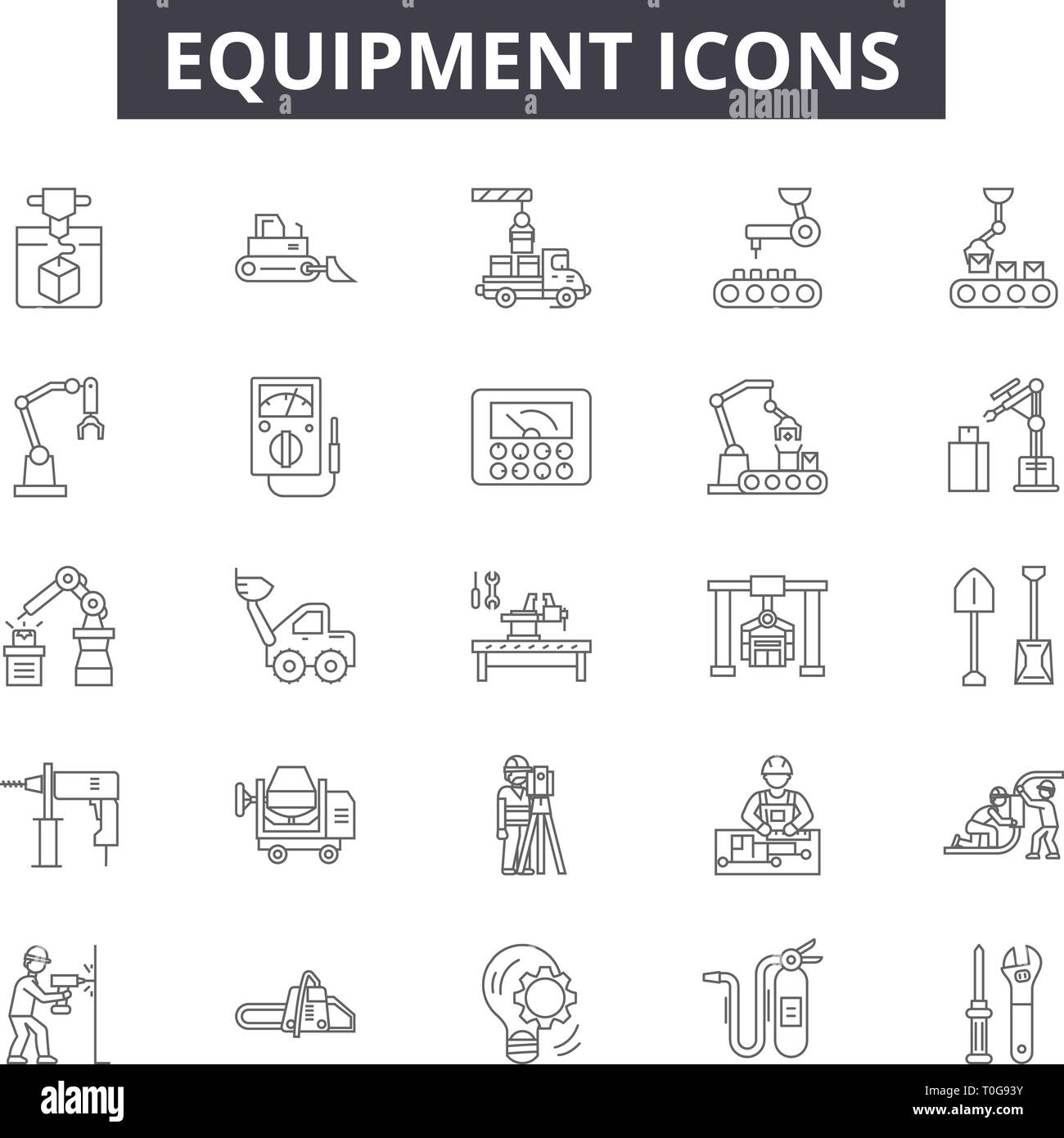 Equipment line icons for web and mobile design. Editable stroke signs ...