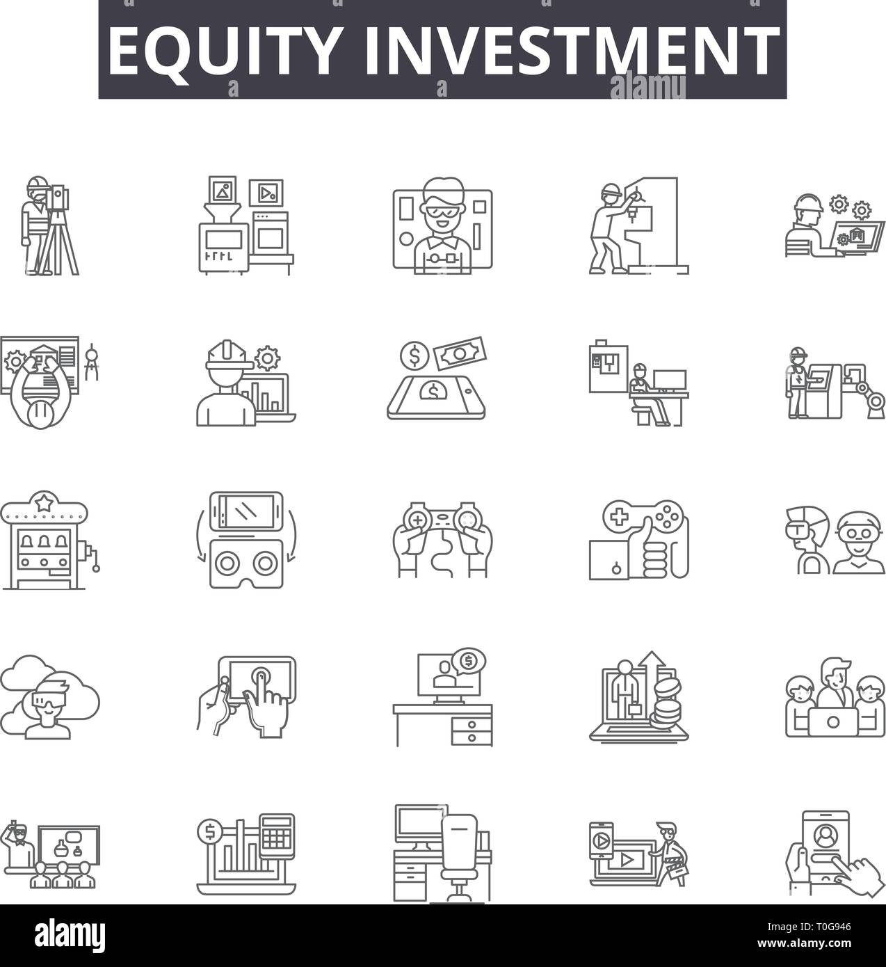 Equity investment line icons for web and mobile design. Editable stroke ...