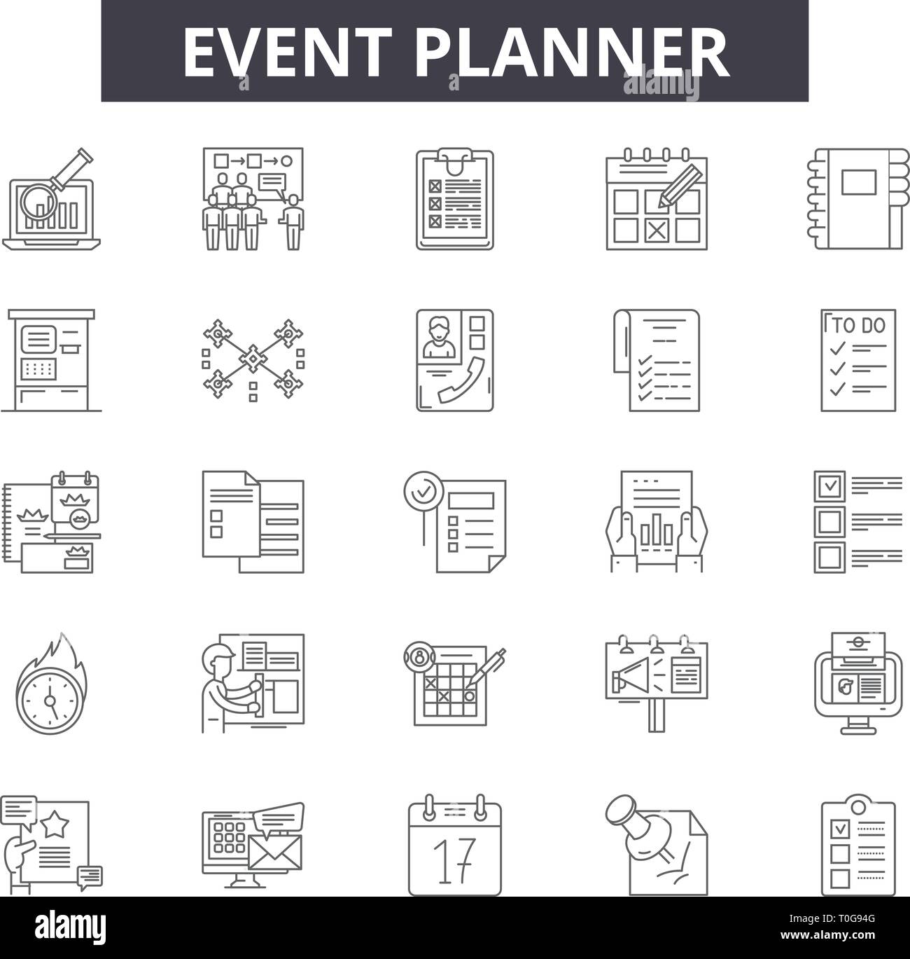 Event planner line icons for web and mobile design. Editable stroke ...