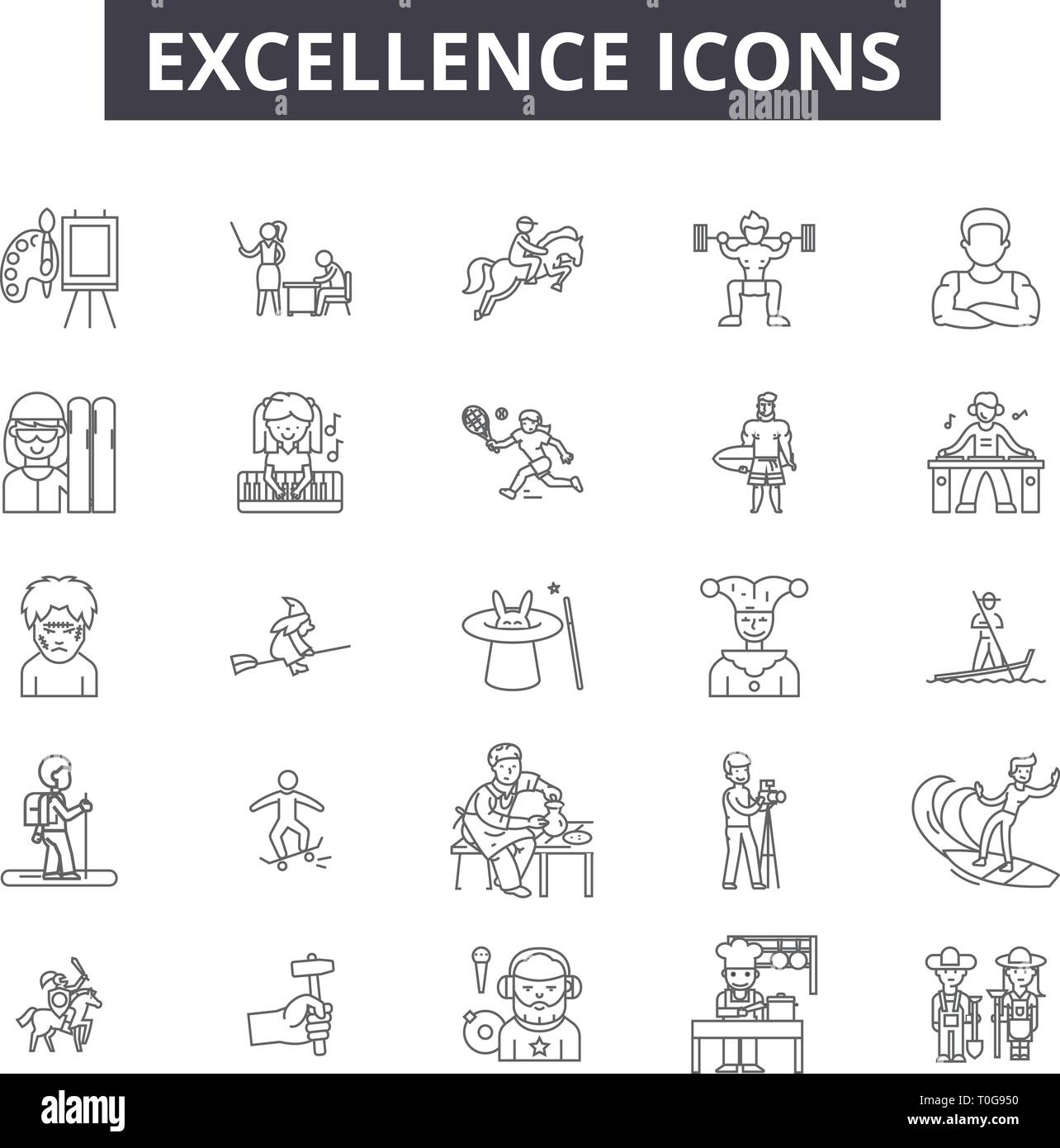 Excellence line icons for web and mobile design. Editable stroke signs ...