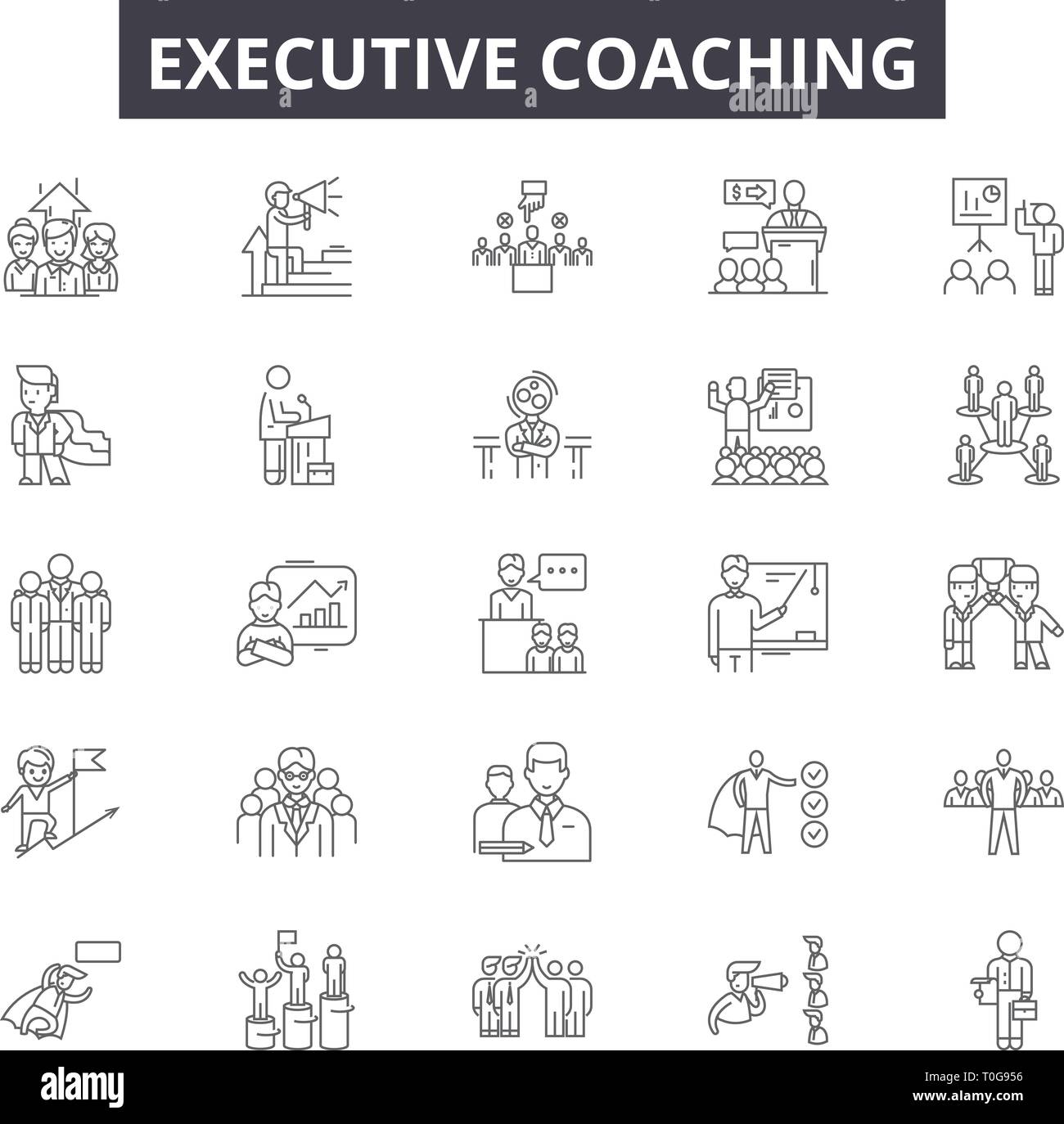 Executive coach line icons for web and mobile design. Editable stroke ...