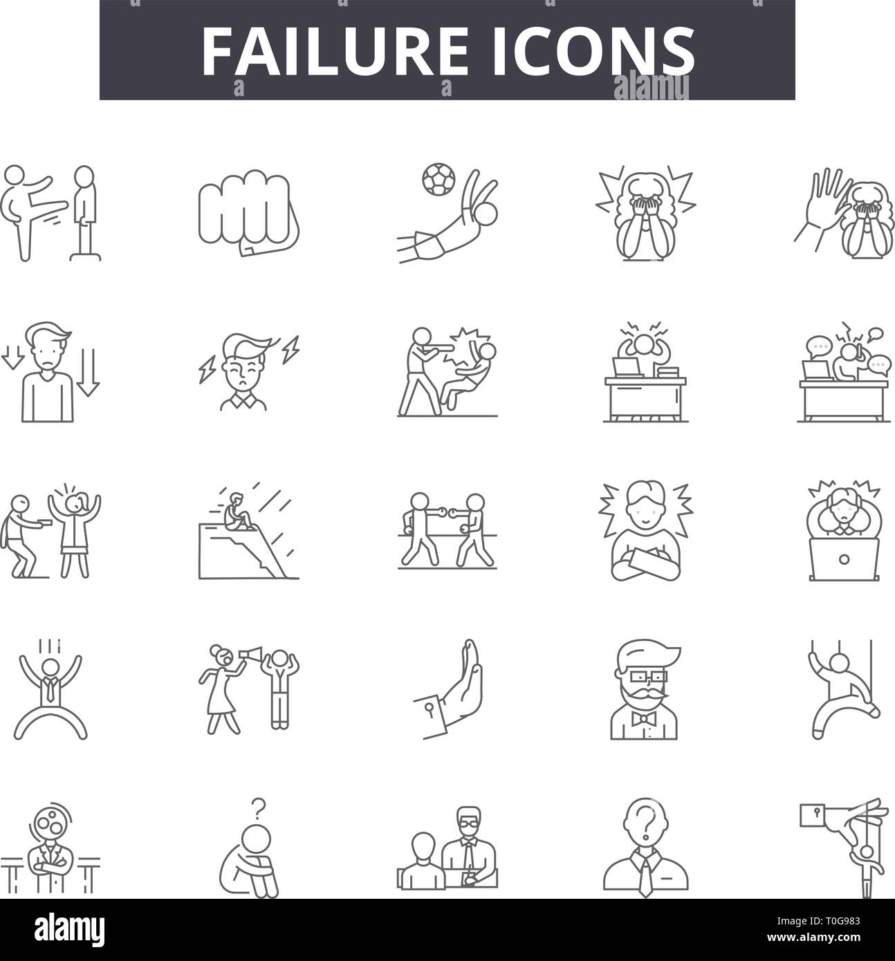 Failure line icons for web and mobile design. Editable stroke signs ...