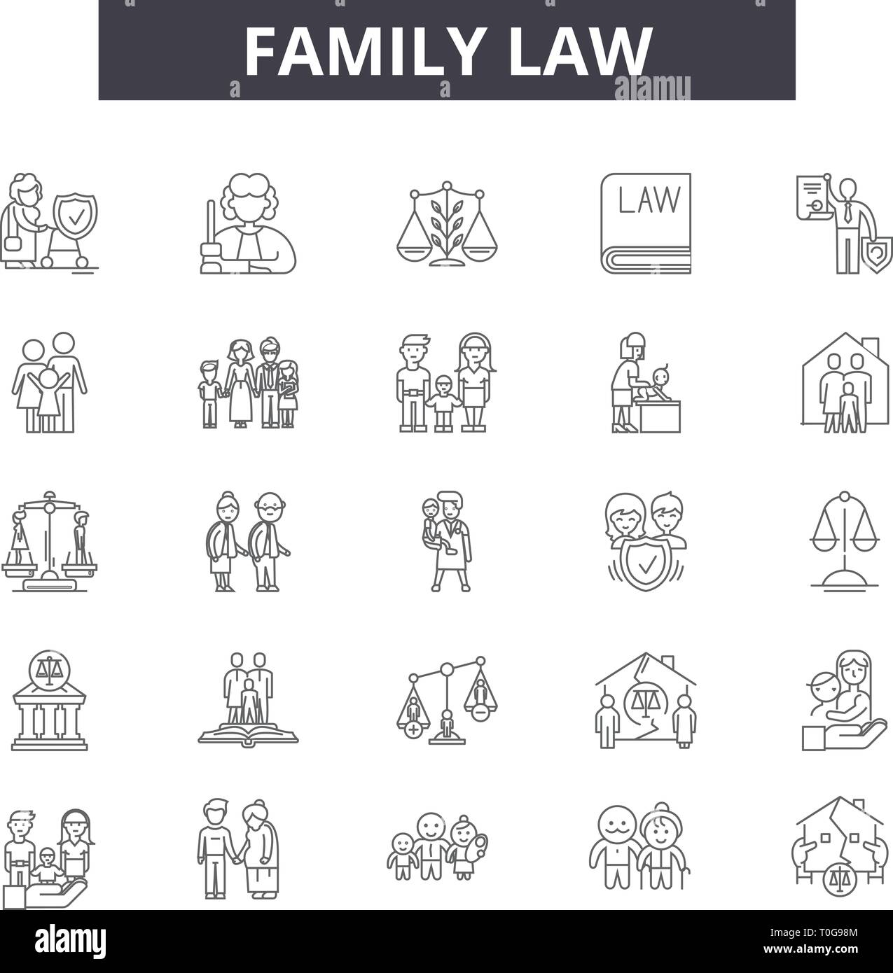 Family law line icons for web and mobile design. Editable stroke signs ...