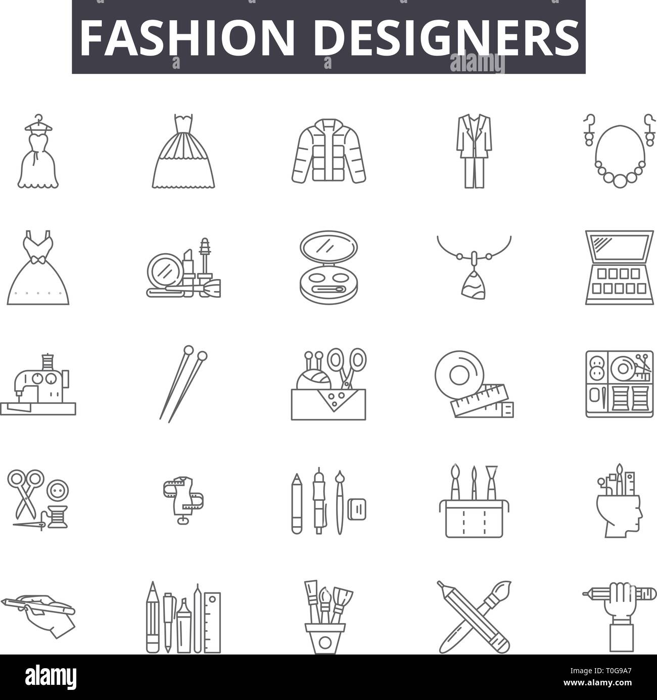 Fashion designers line icons for web and mobile design. Editable stroke ...