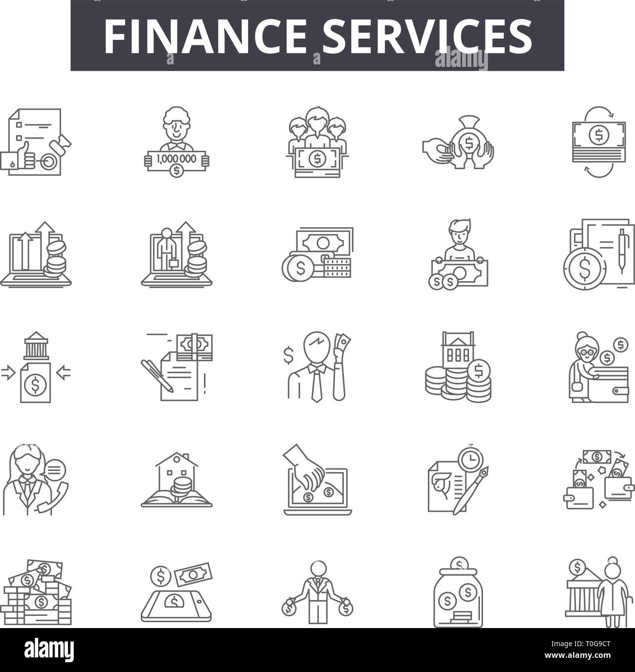 Finance services line icons for web and mobile design. Editable stroke ...