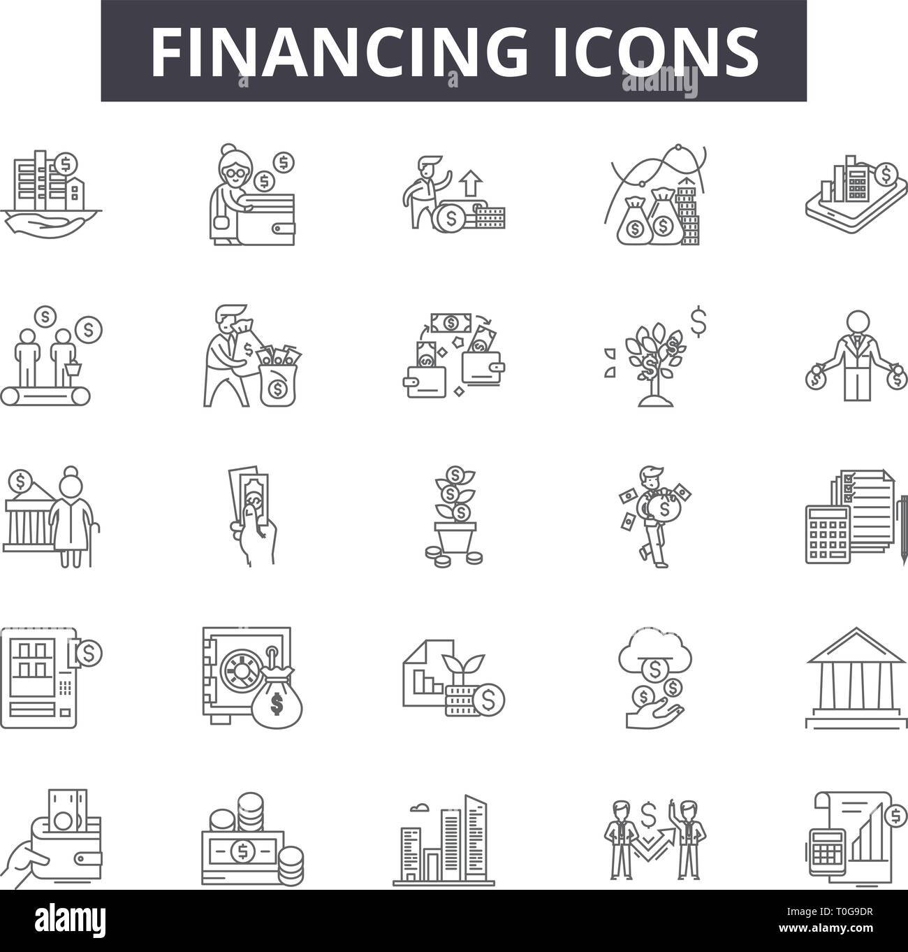 Financing line icons for web and mobile design. Editable stroke signs ...