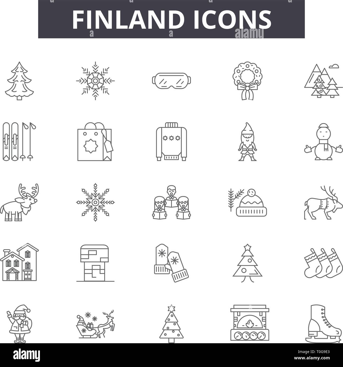 Finland line icons for web and mobile design. Editable stroke signs ...