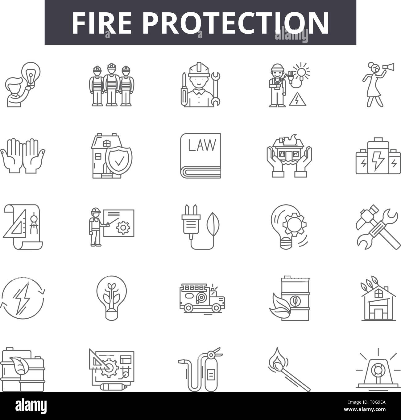 Fire protection line icons for web and mobile design. Editable stroke ...
