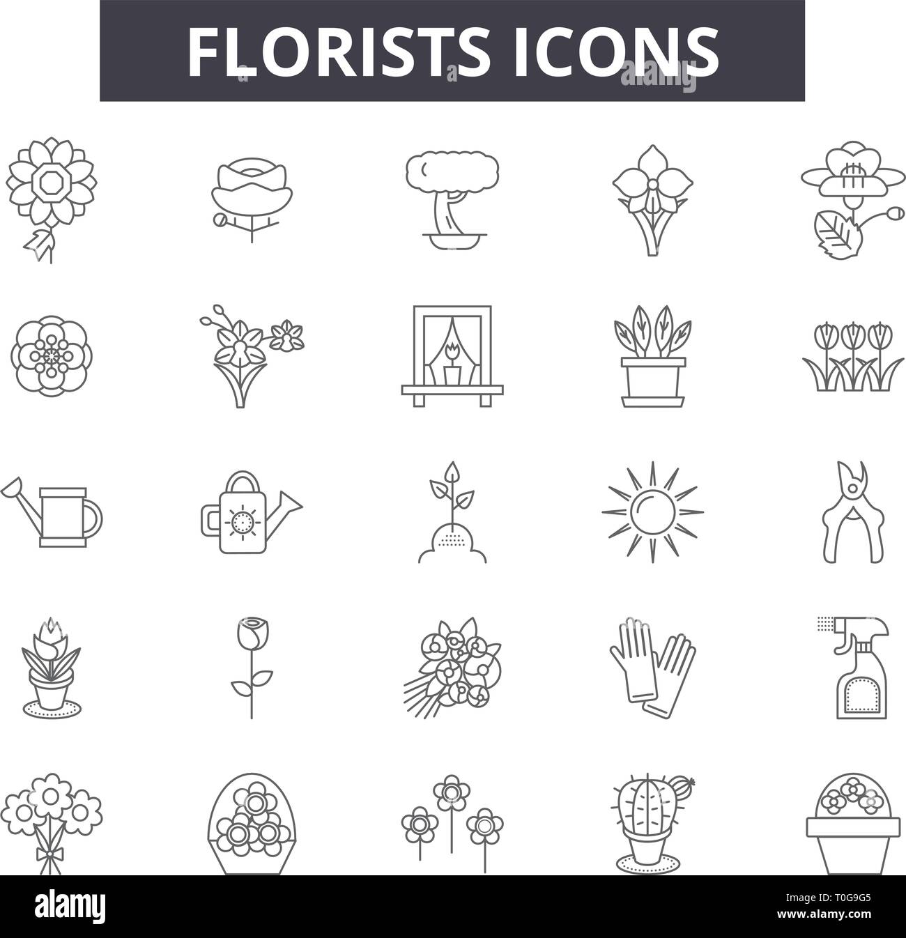 Florists icons line icons for web and mobile design. Editable stroke ...