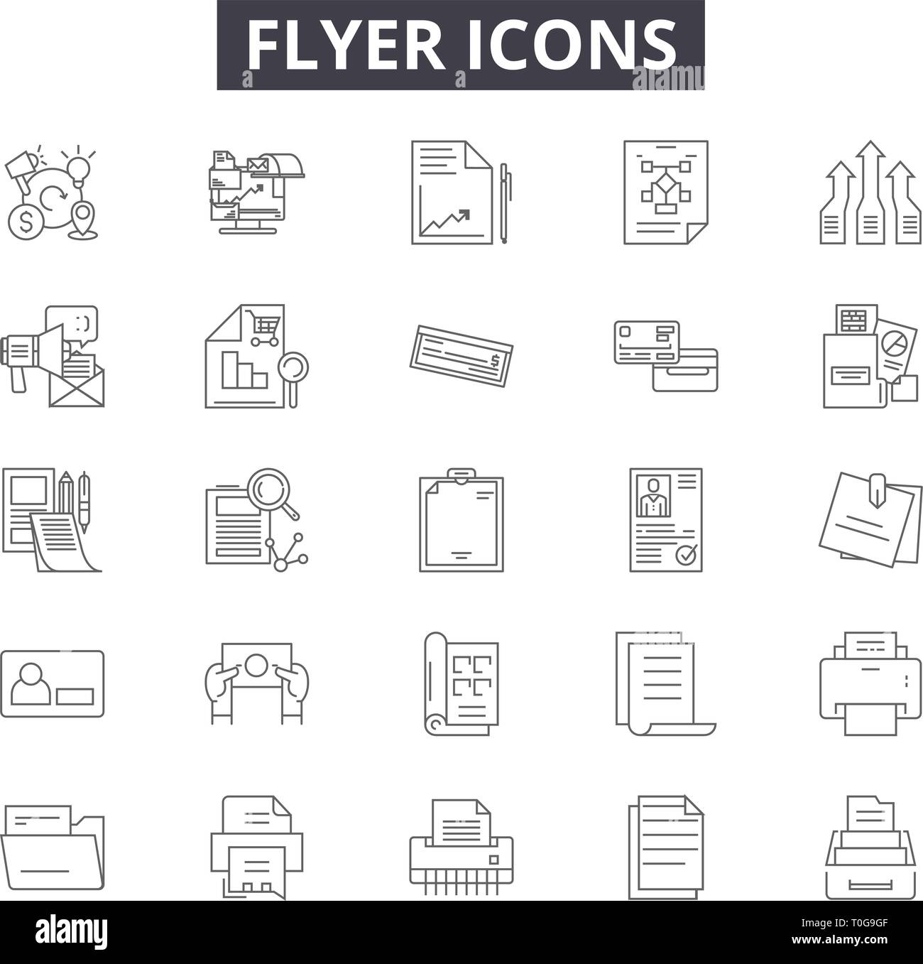 Flyer line icons for web and mobile design. Editable stroke signs ...