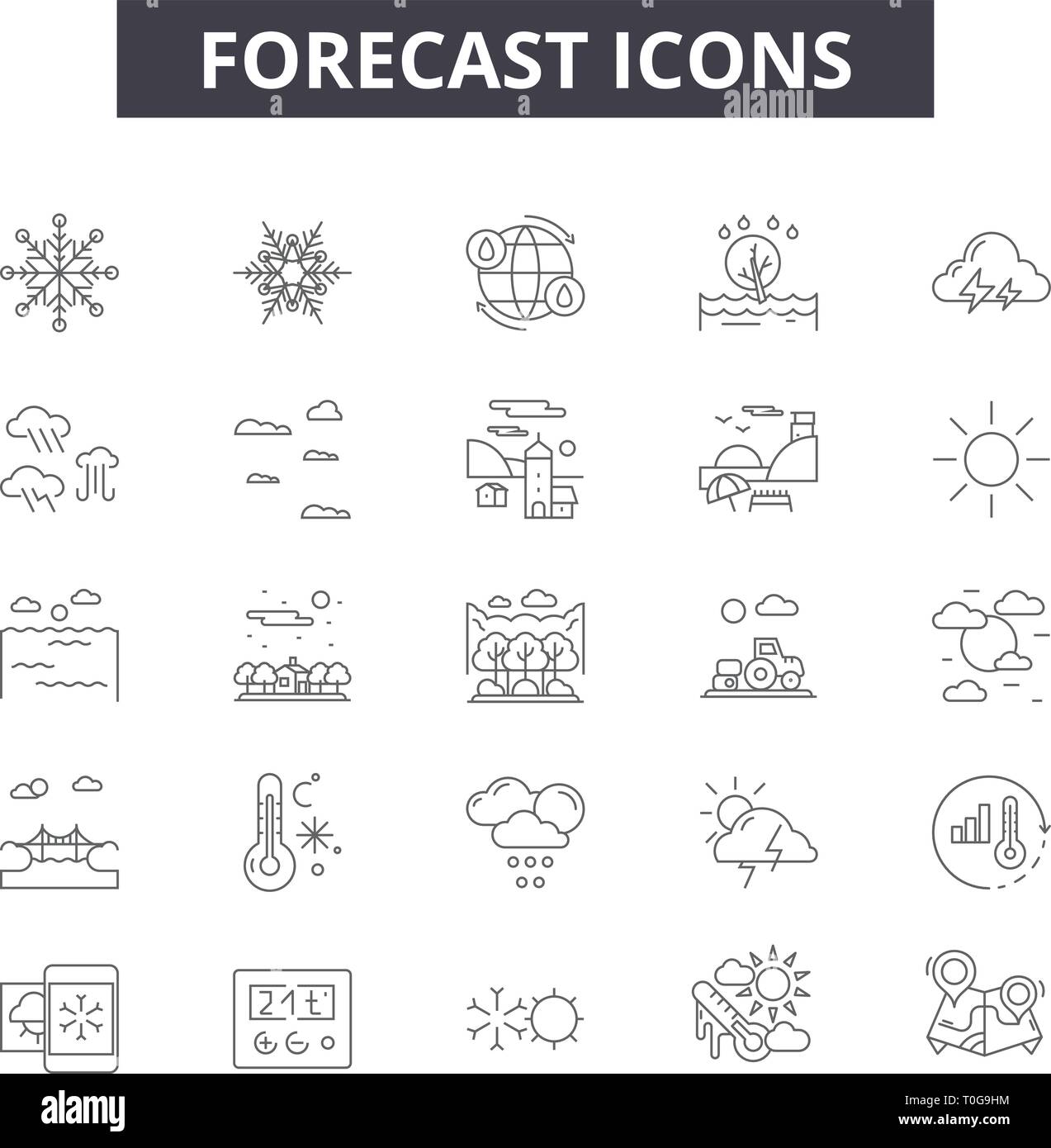Forecast line icons for web and mobile design. Editable stroke signs ...